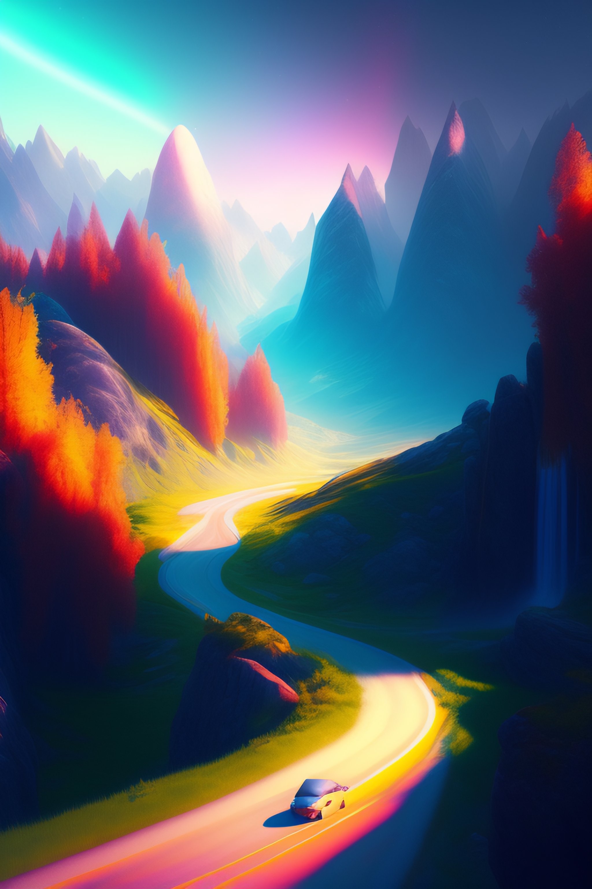 Lexica - Wonderland fairytale valley landscape crossroad beauty vibrant ...