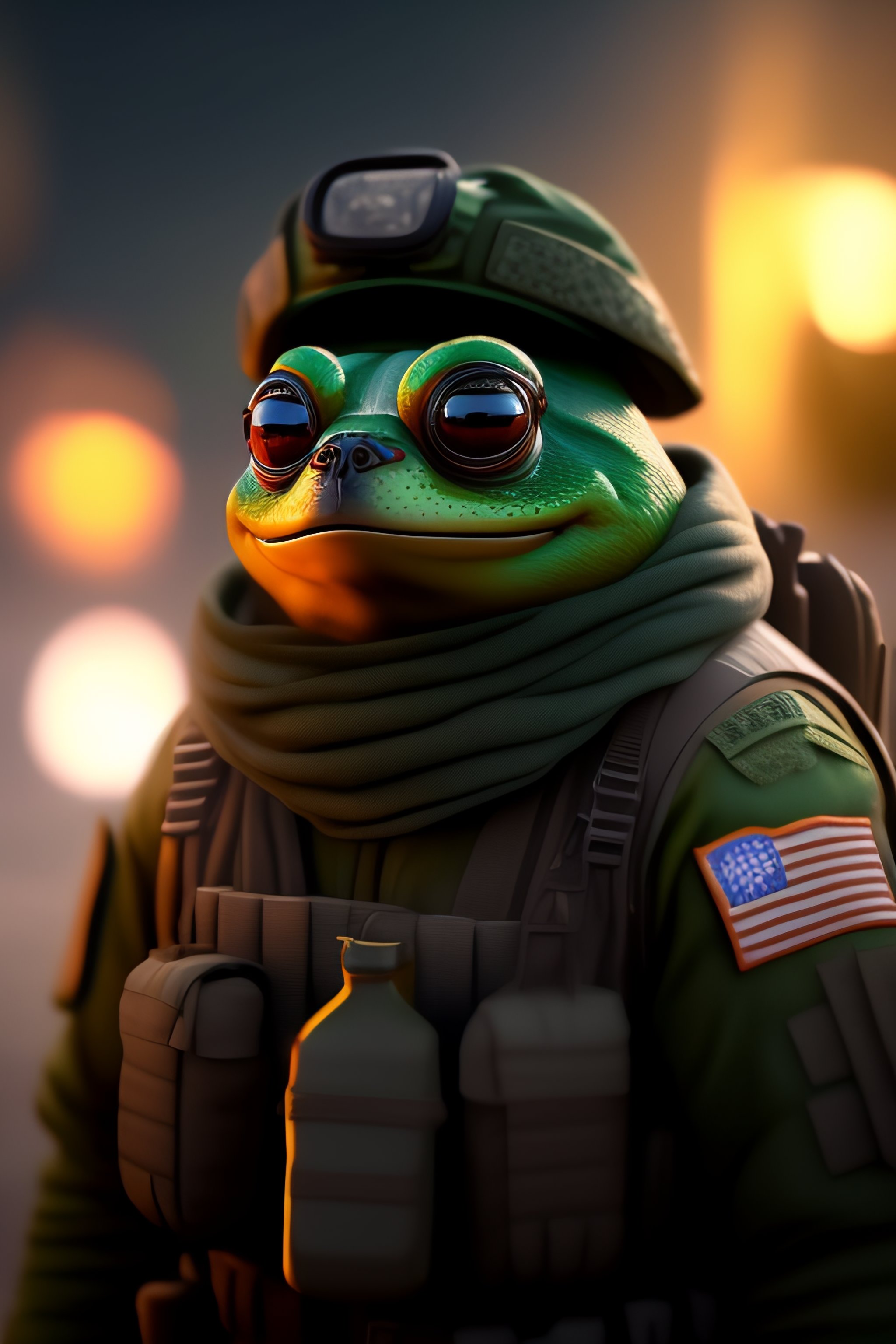 Lexica - An exhausted pepe the frog at the frontlines in the army at ...