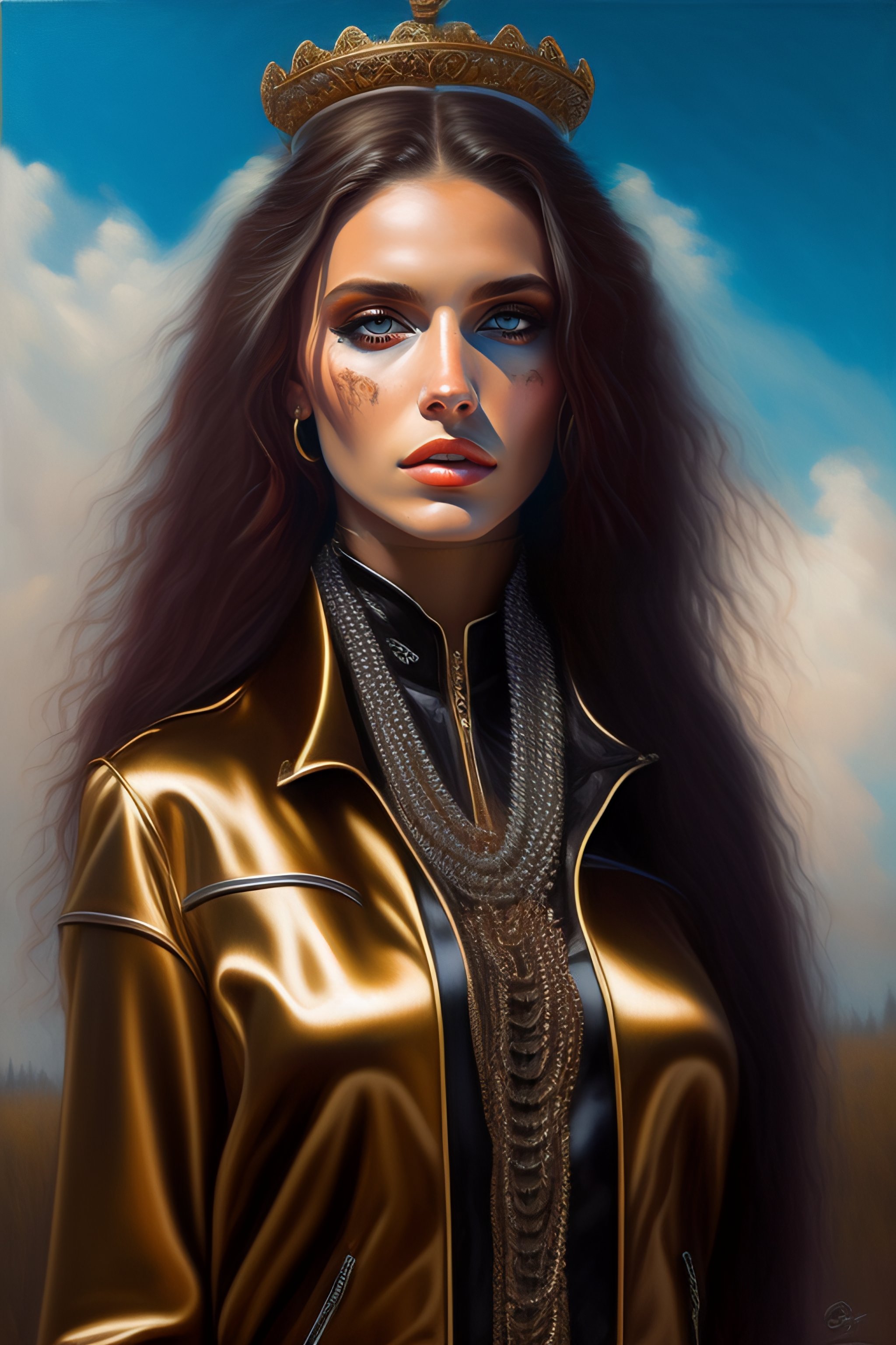 Lexica - Zombie scull girl, chain jacket, renaissance, cables on her ...
