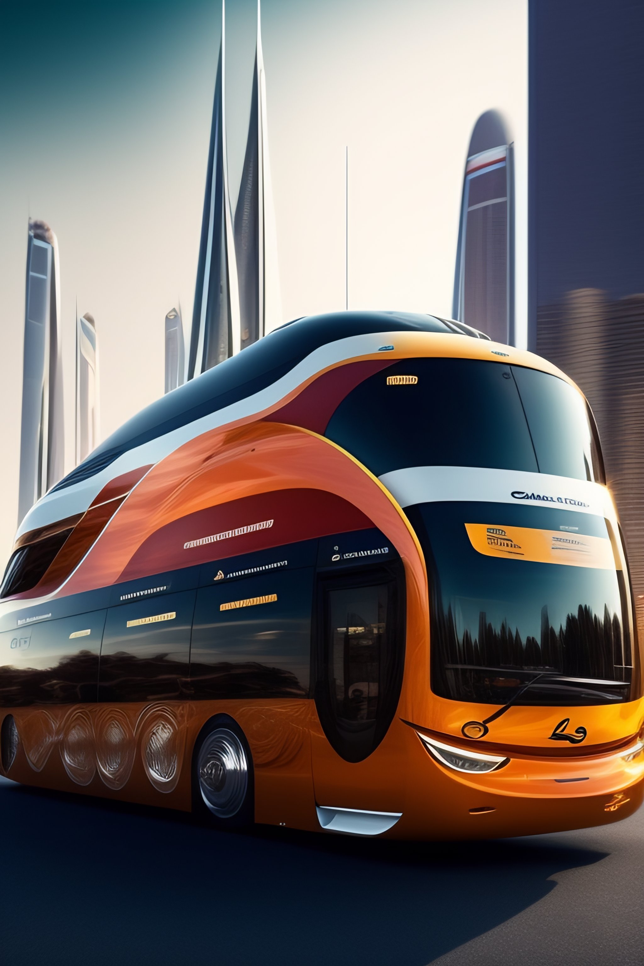 Lexica - Speed bus in emirate with people around it