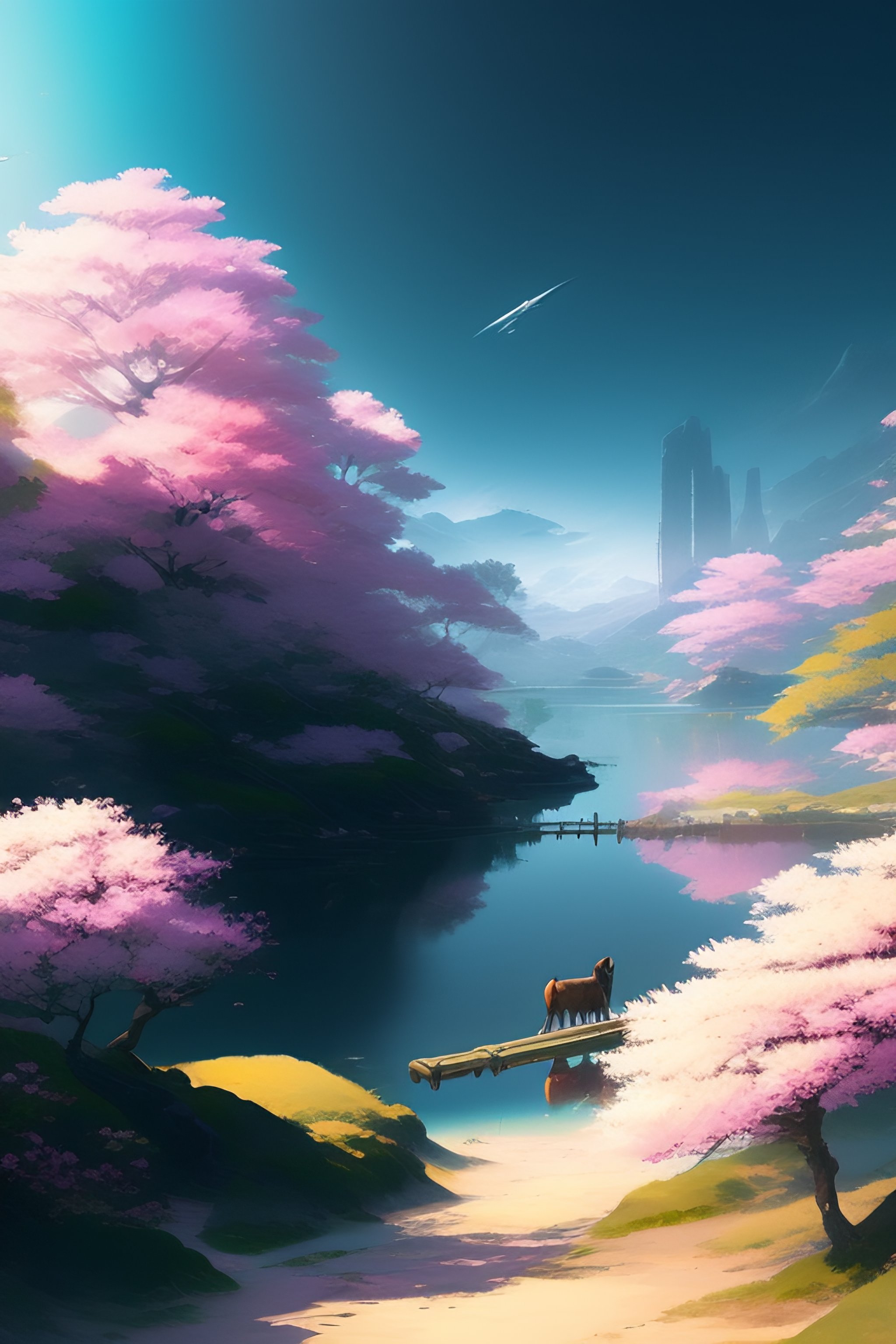Lexica - Digital art of a Cherry blossom landscape by Yoji shinkawa, by ...