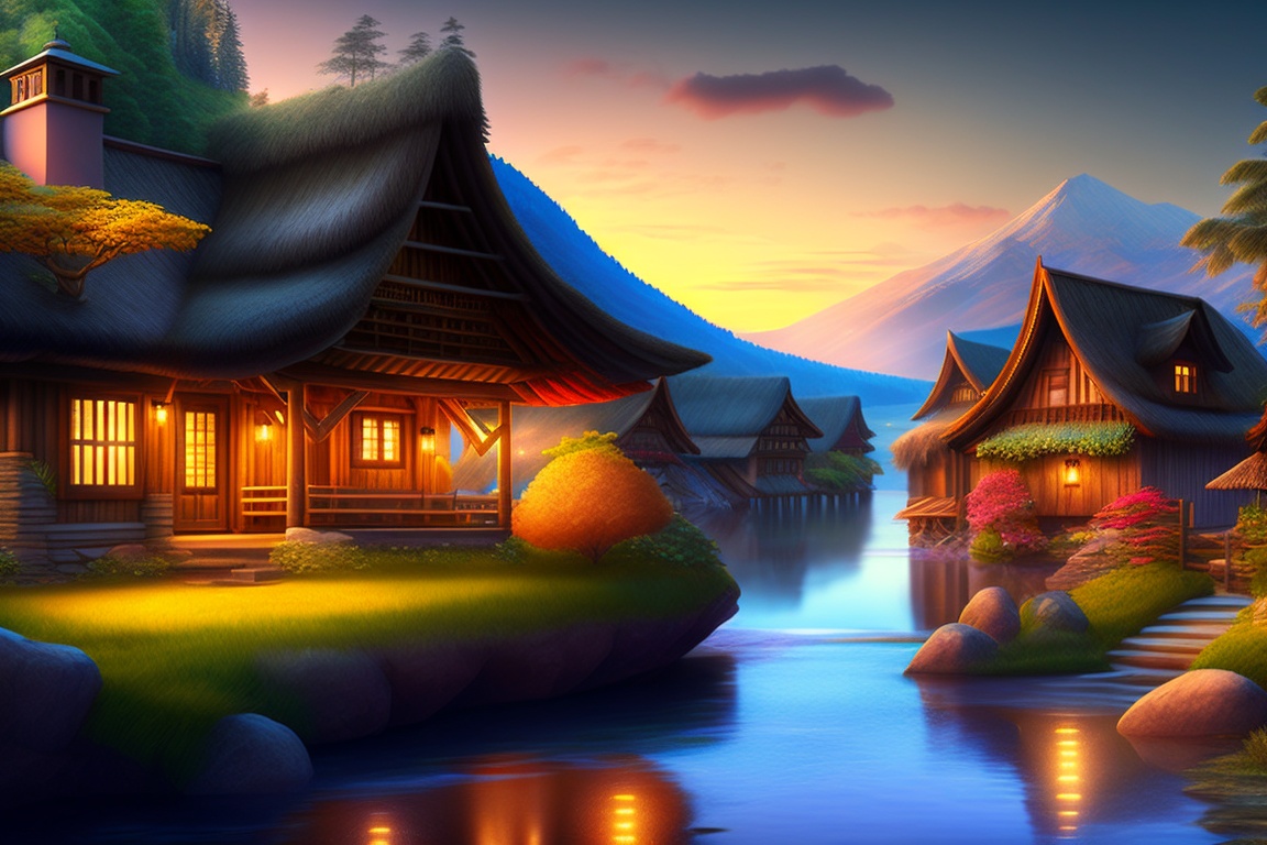 Lexica - Show a beautiful view of the village with traditional houses ...