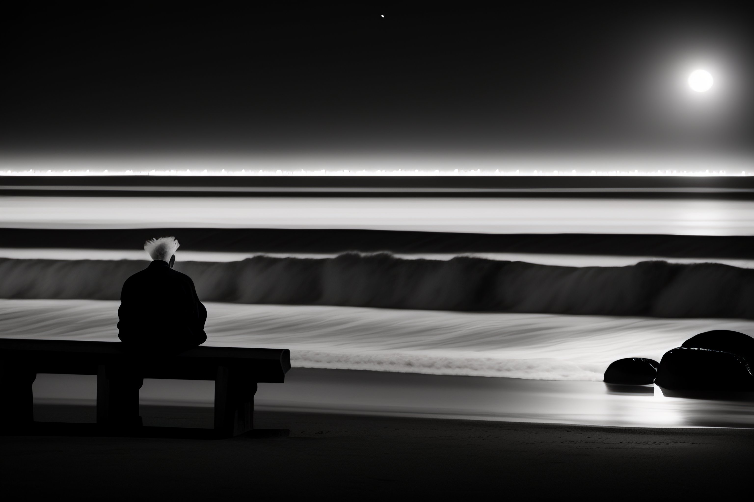 Lexica - Fine-art black and white photography of an old man sitting ...