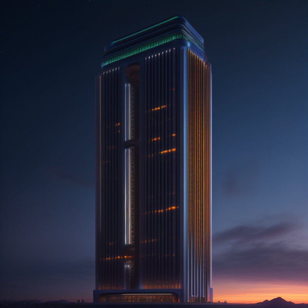 Lexica - Exterior night view of a dystopian, futuristic, massive ...