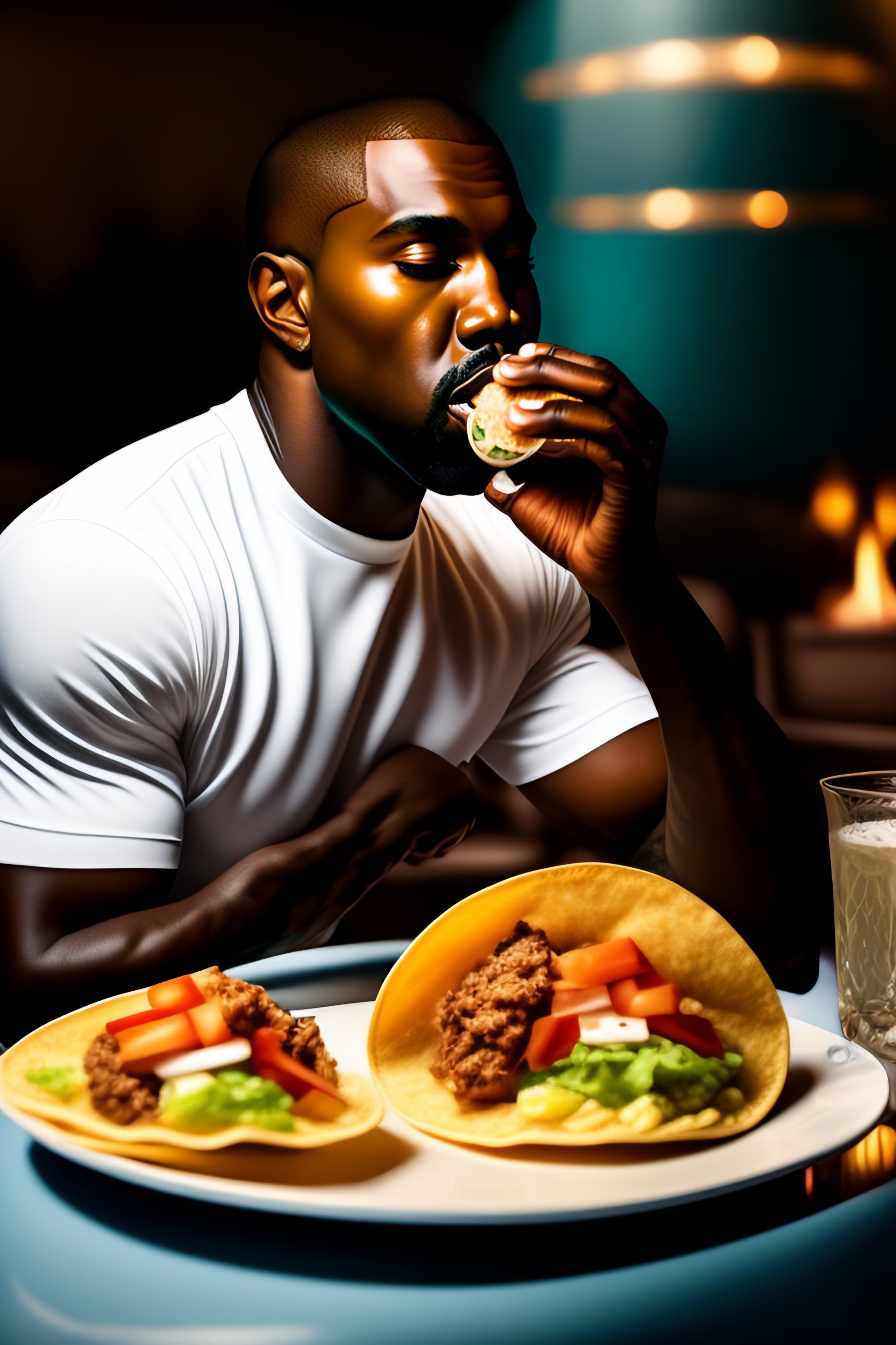 Lexica - Portraid of Kanye West Eating tacos