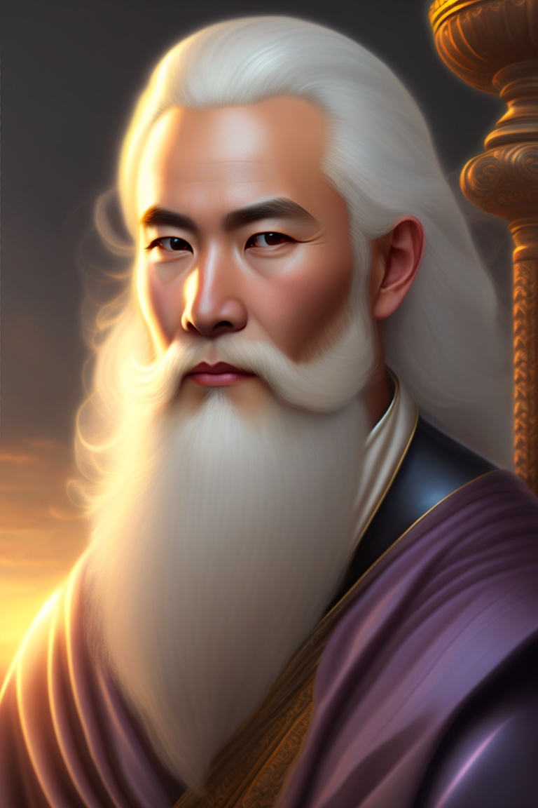 Lexica - White fornt face, white hair, smart Monk motivation