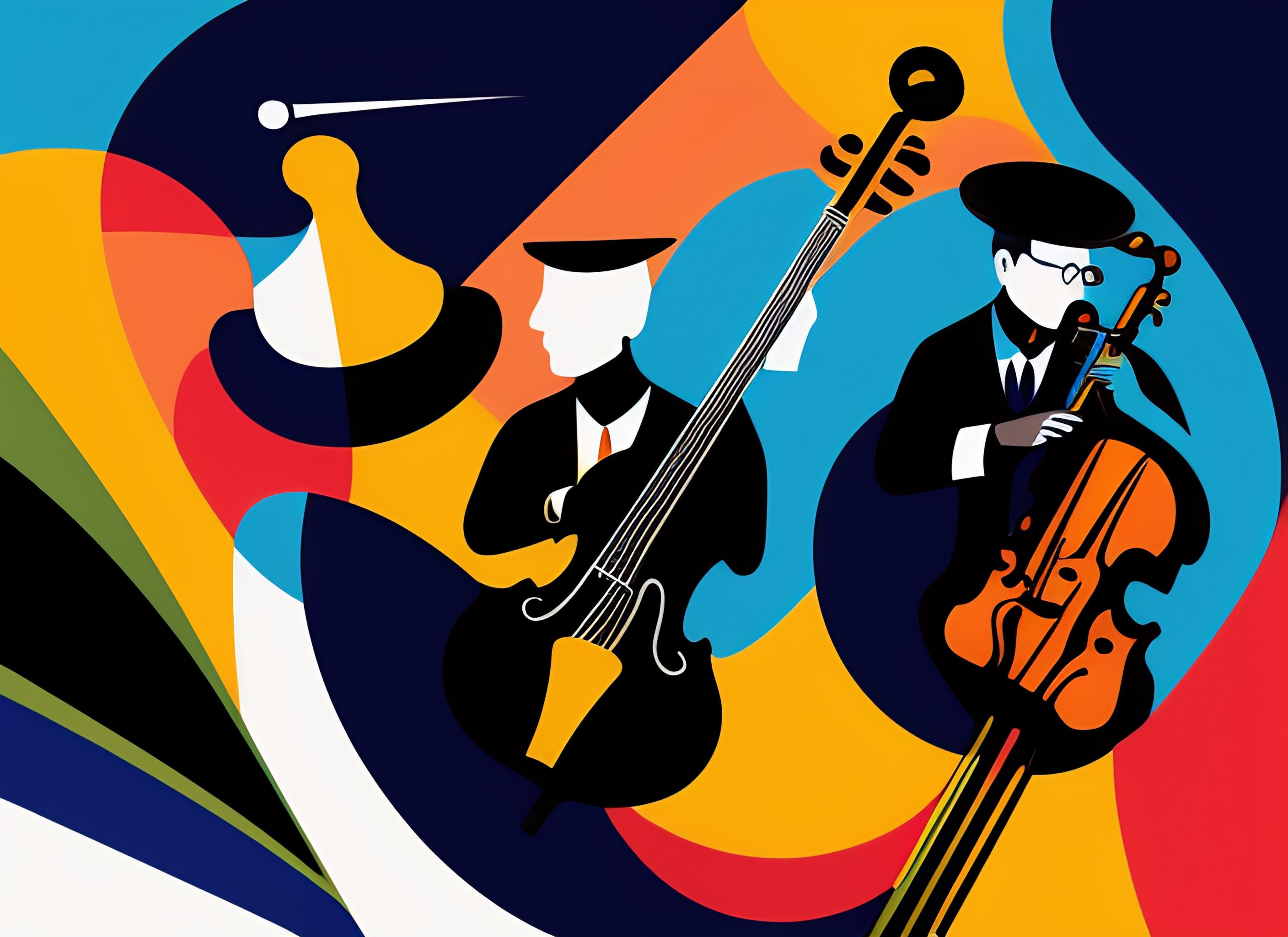 Lexica - 3 jazz musicians, playing with musical notes and divers ...