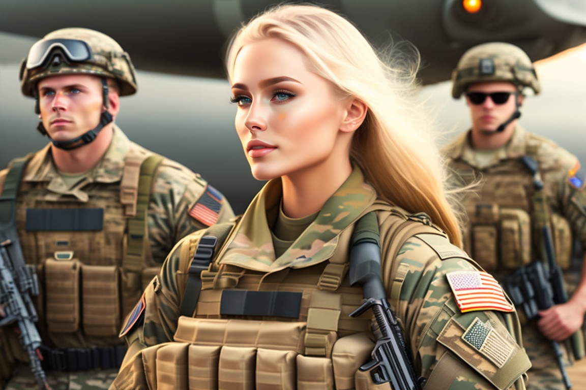 Lexica - Military army, usa, beautiful blonde girl