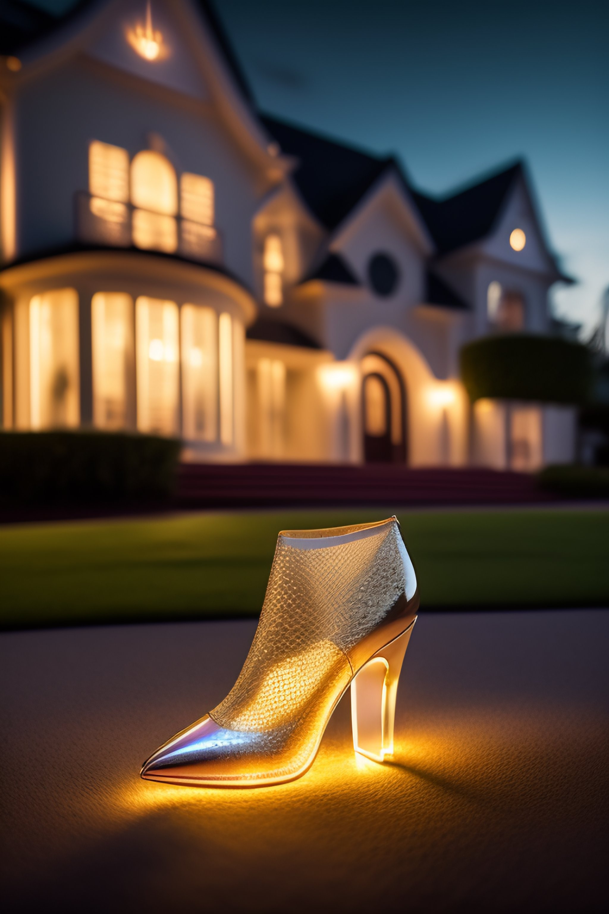 Lexica - Shiny clear intricate shoe in front of a mansion, 8k, highly ...