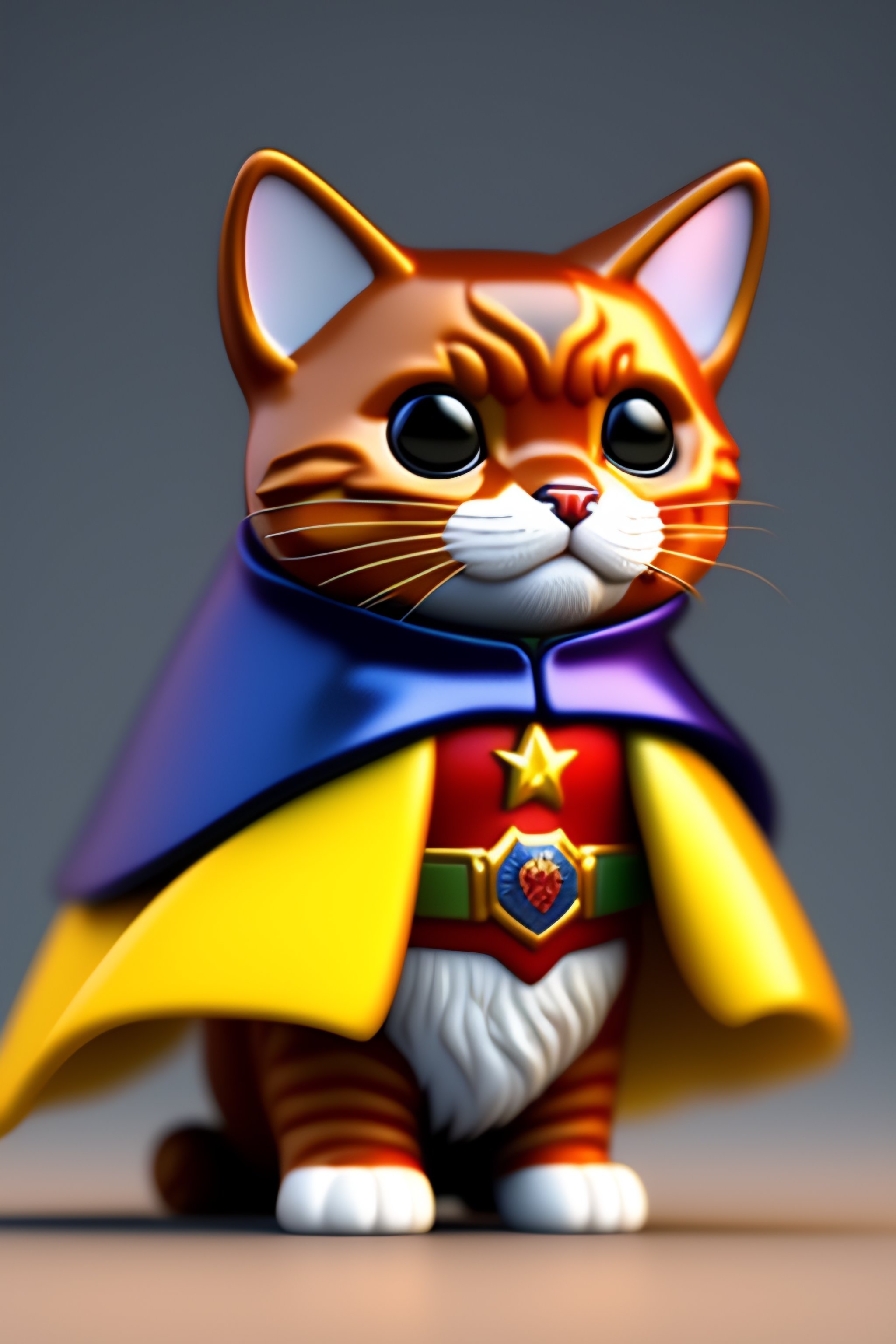 Lexica - 3d render of funko pop cat wearing a superhero cape, happy new ...