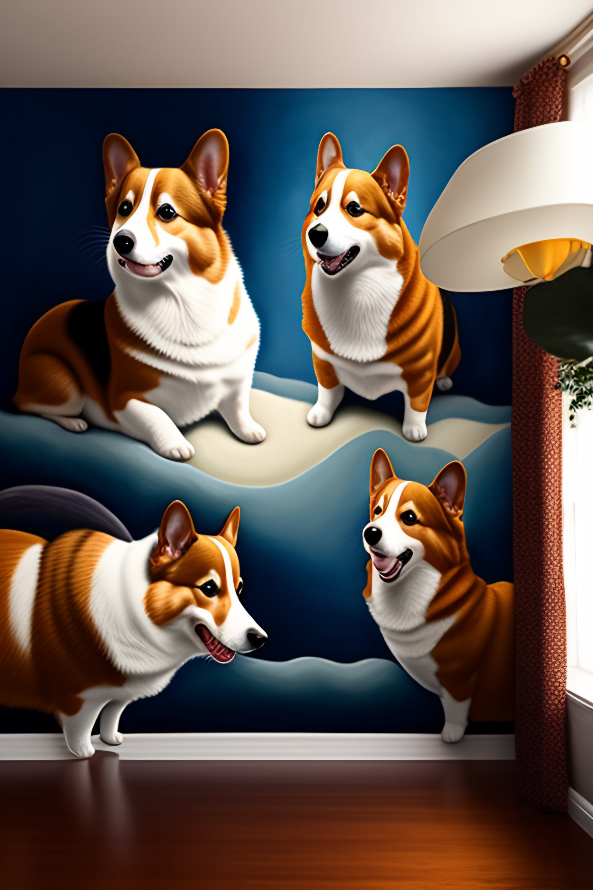 Lexica - Sistine chapel mural style but Corgis instead of angels
