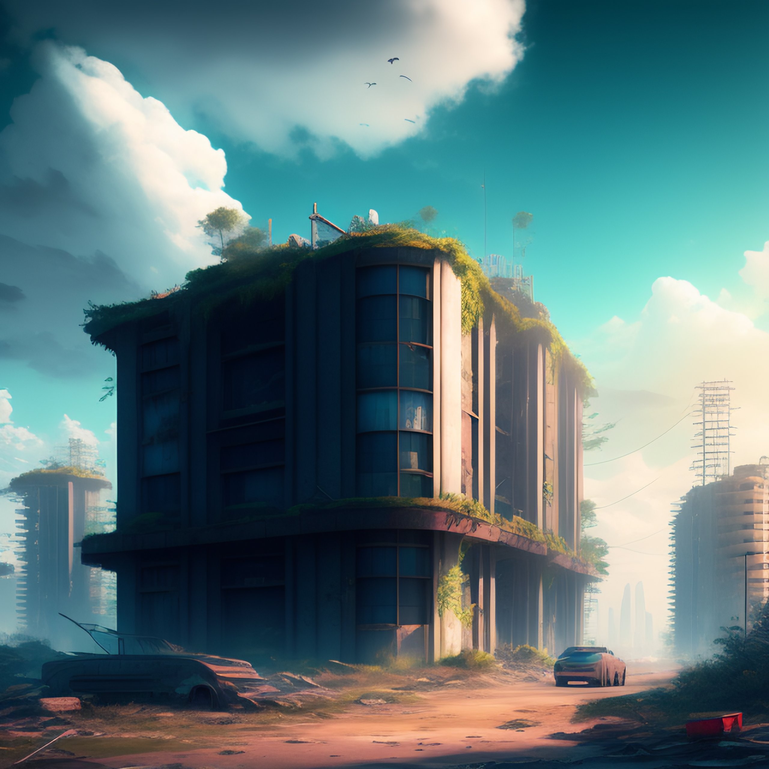 Lexica - Post apocalyptic city, one boy and one girl, city with a lot ...