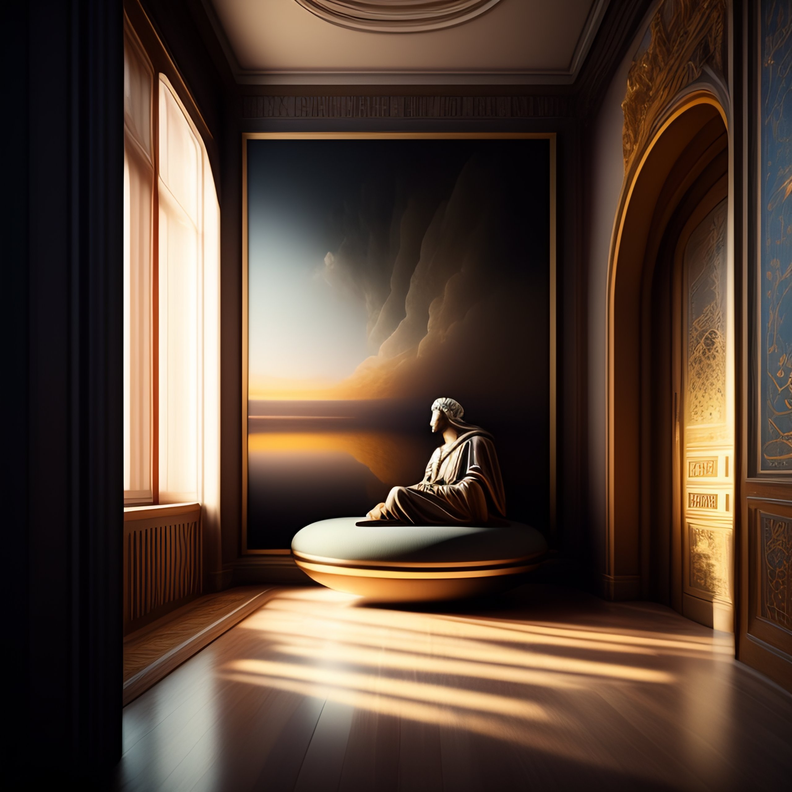 Lexica - Ultra hd! editorial, worry room, a statue of a thoughtful ...