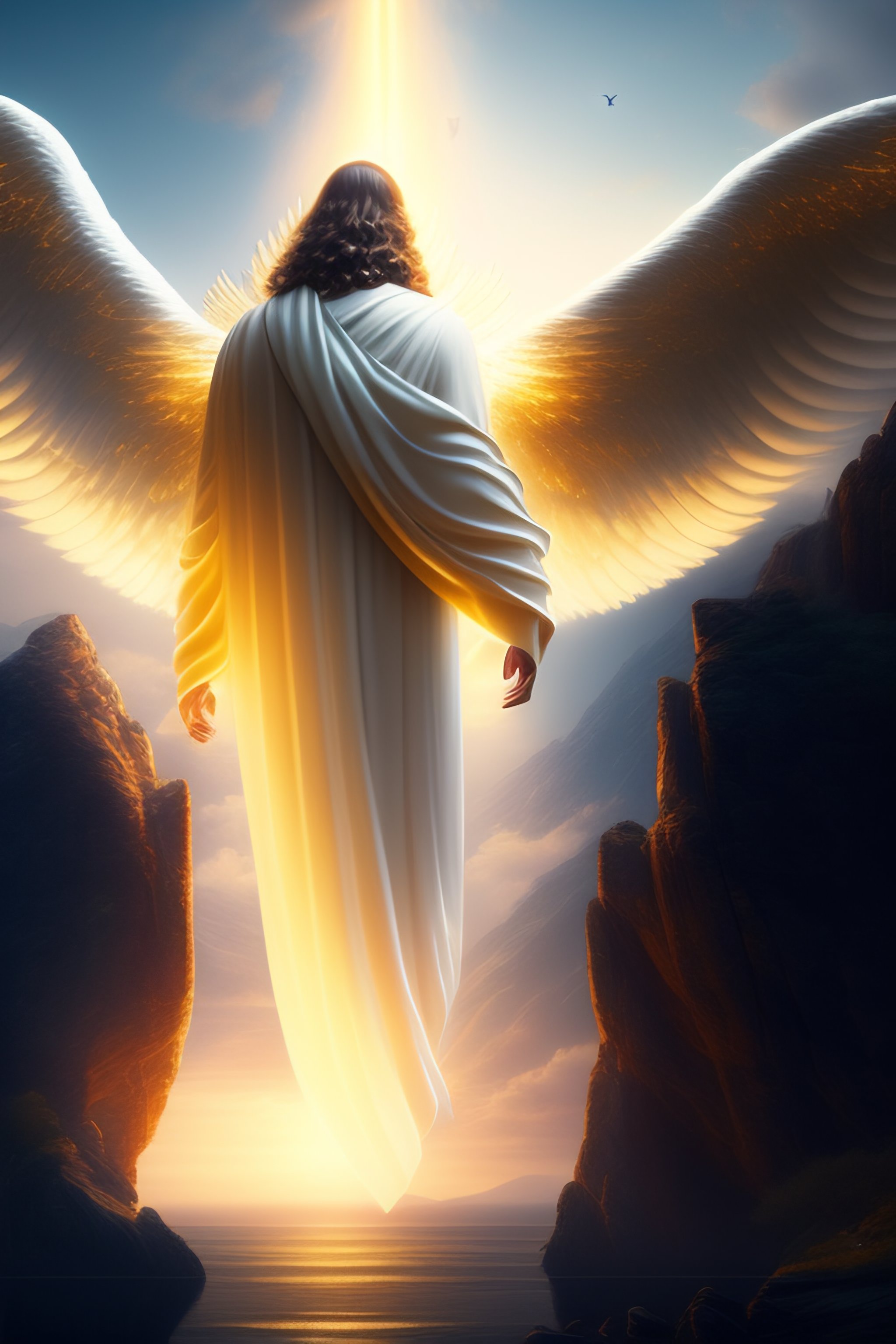 Lexica - Image of several human style angels with white wings watching ...