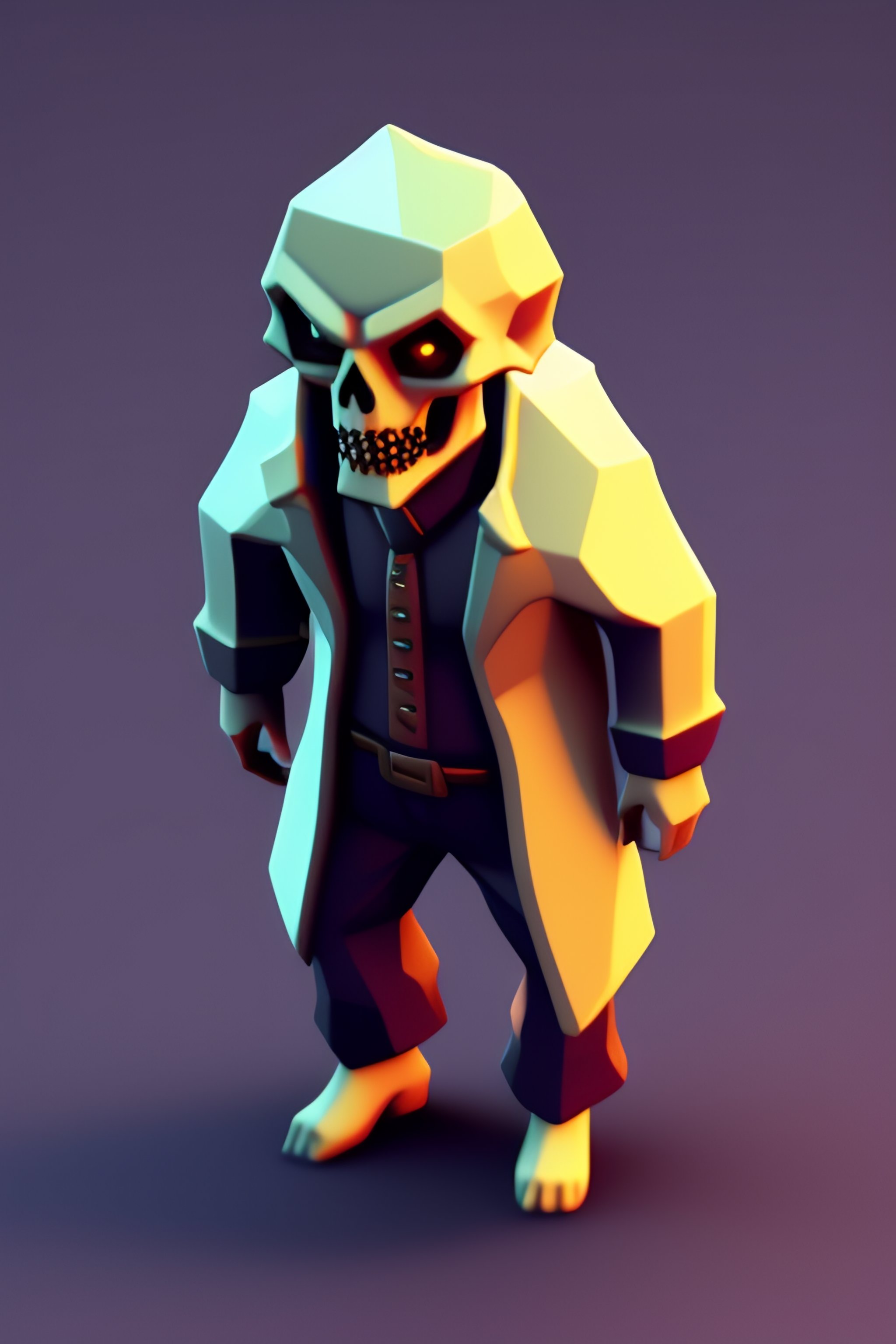 Lexica - Isometric render of a pale zombie character sprite, low poly,