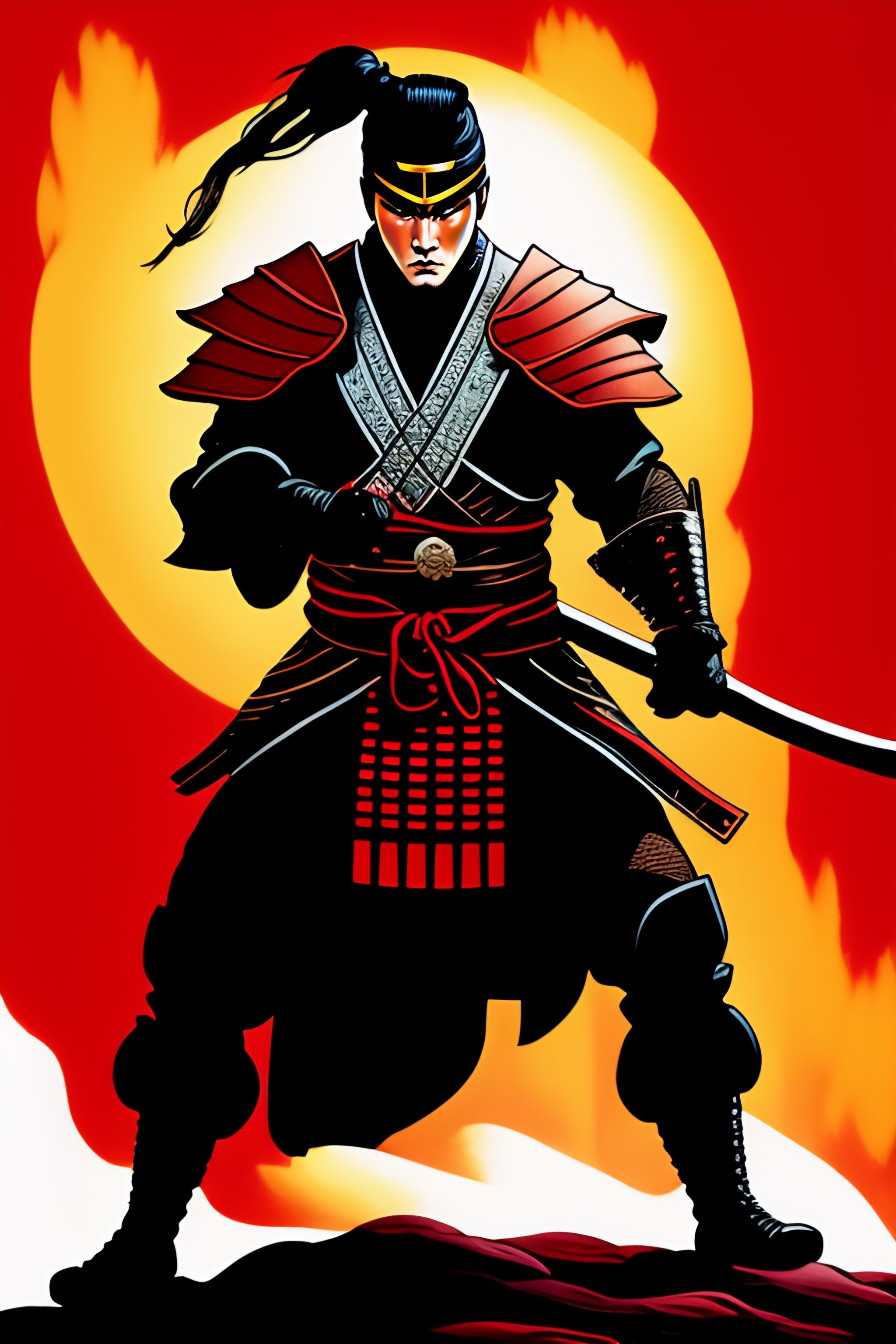 Lexica - 90s comic Graphic art of one ninja samurai with the sword on ...