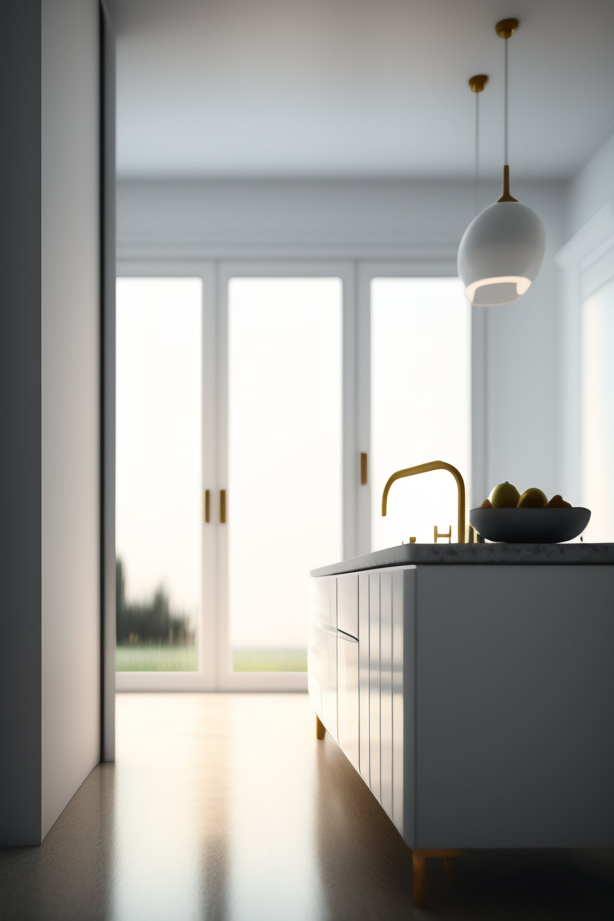 Lexica - A soft white, off white lit modern kitchen, interior design ...