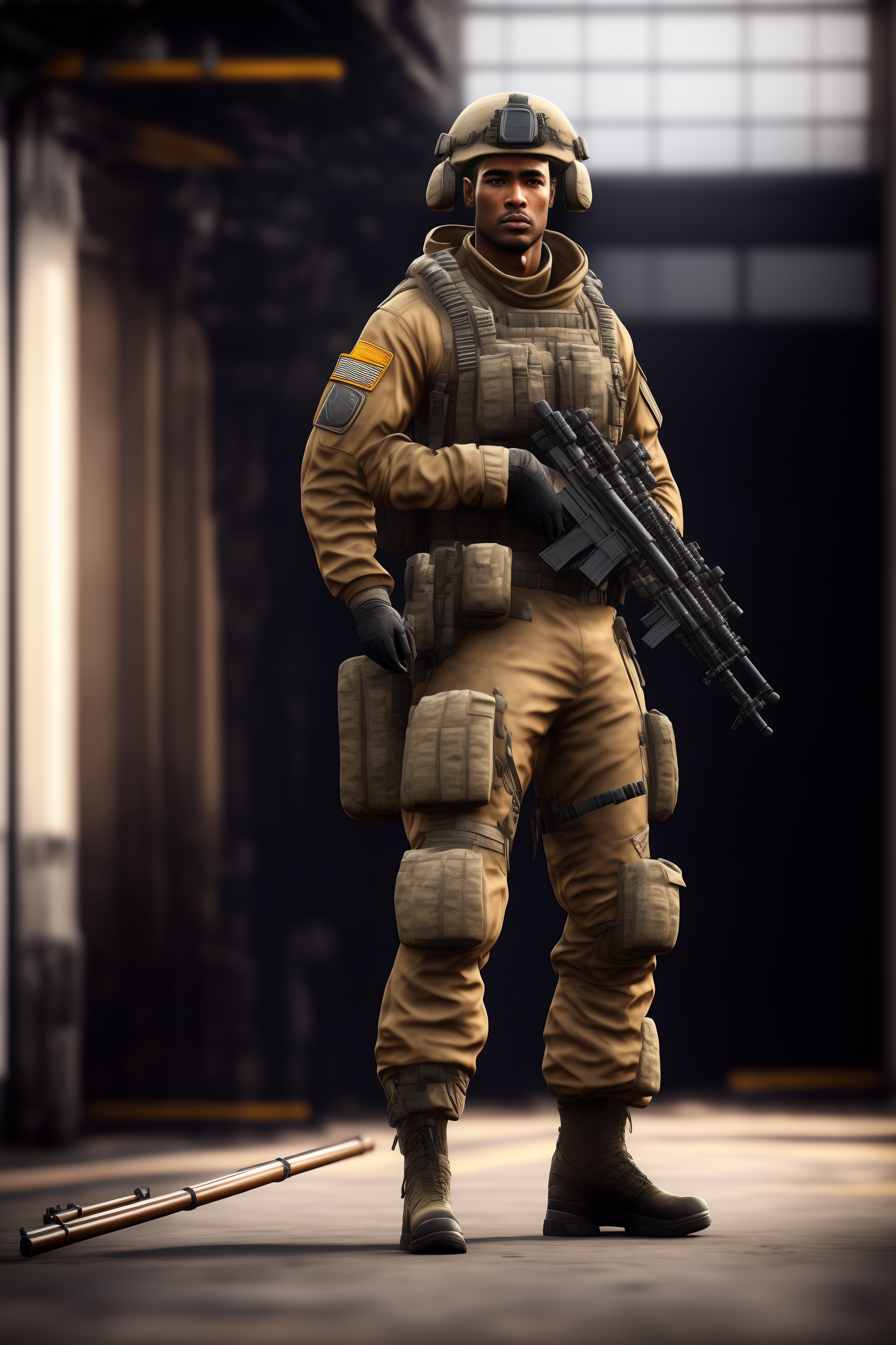 Lexica - Full body portrait, front facing, man, soldier, McMillan tac ...