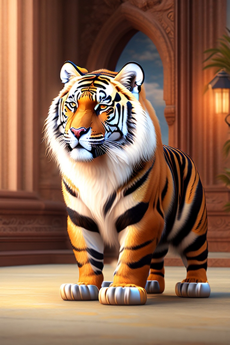 Lexica - Animation, tiger , fat , beckoning cat style