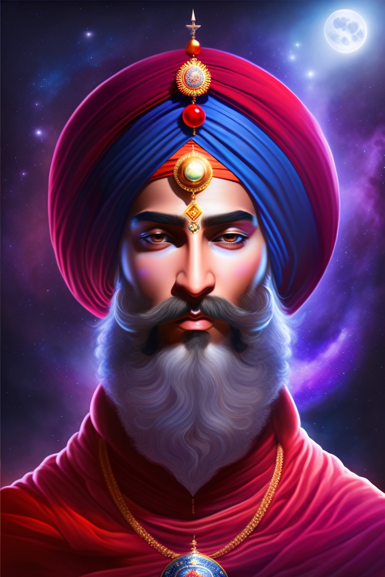 Lexica - Portrait of a spiritual lord sikh religion with a third eye ...