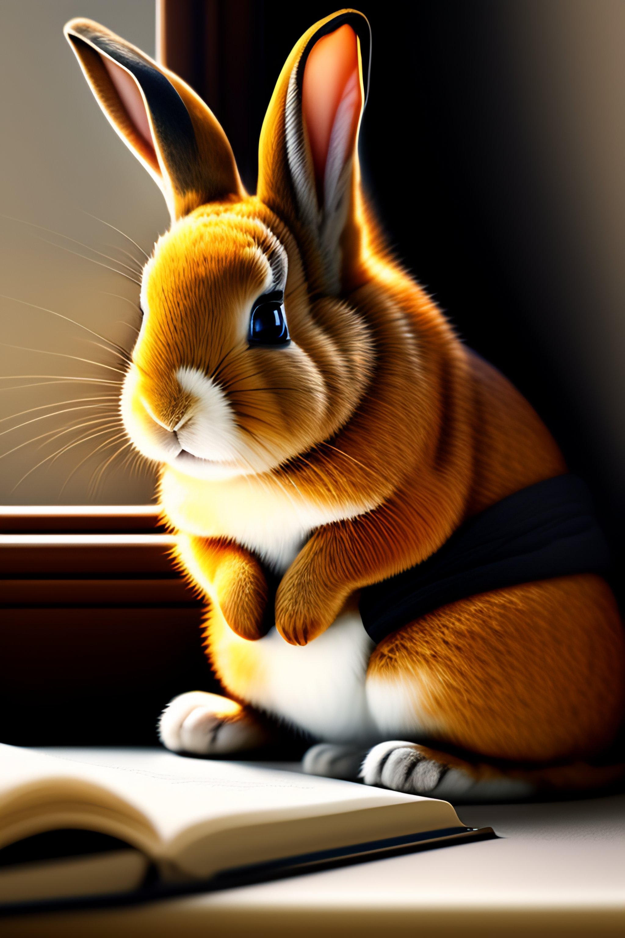 Lexica - A ninja bunny studying,\