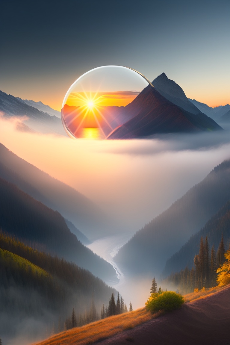 Lexica - Transparent solid glass, which is filled with realistic, misty ...