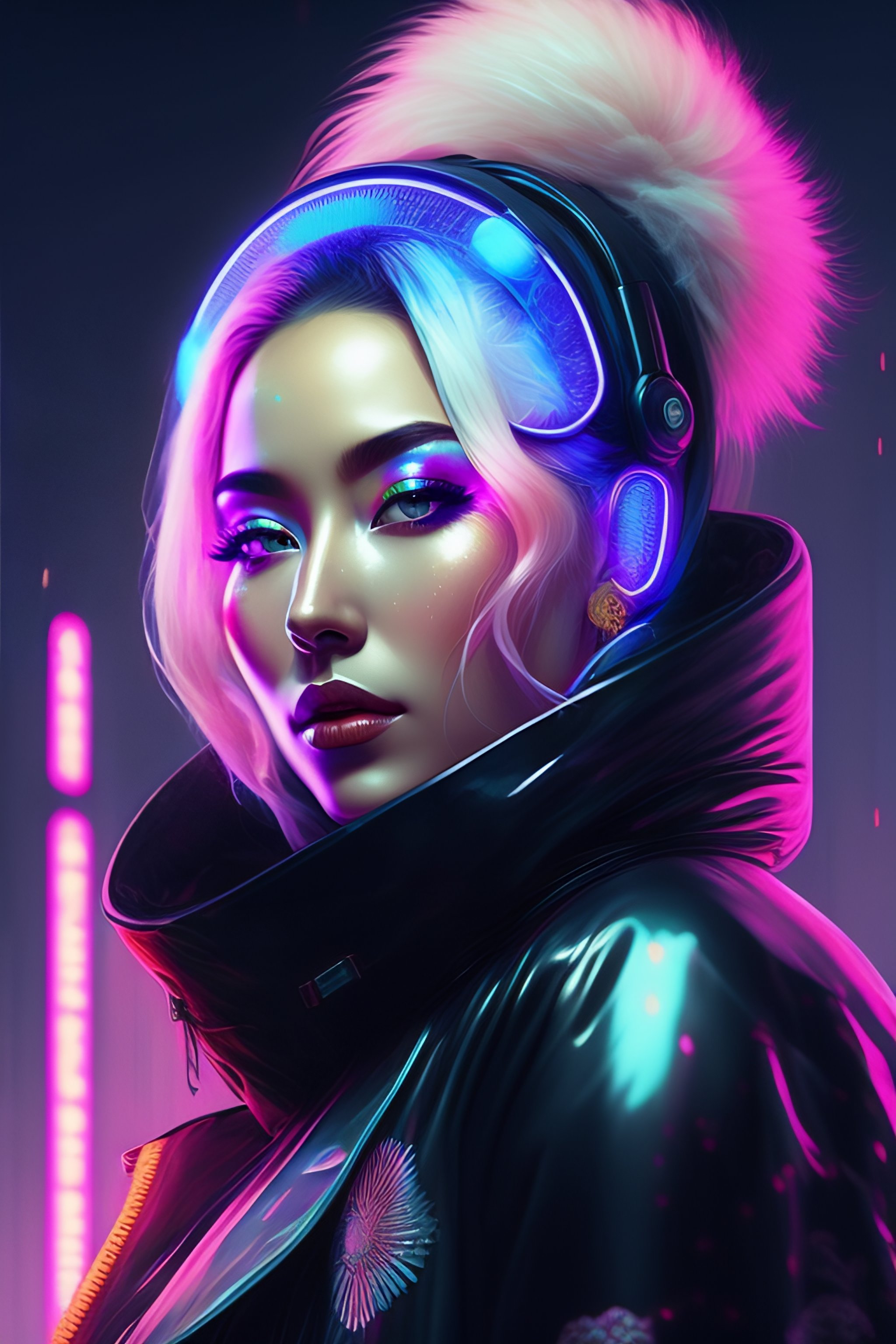 Lexica - Detailed portrait Neon cleaner woman, lady gaga, cyberpunk ...