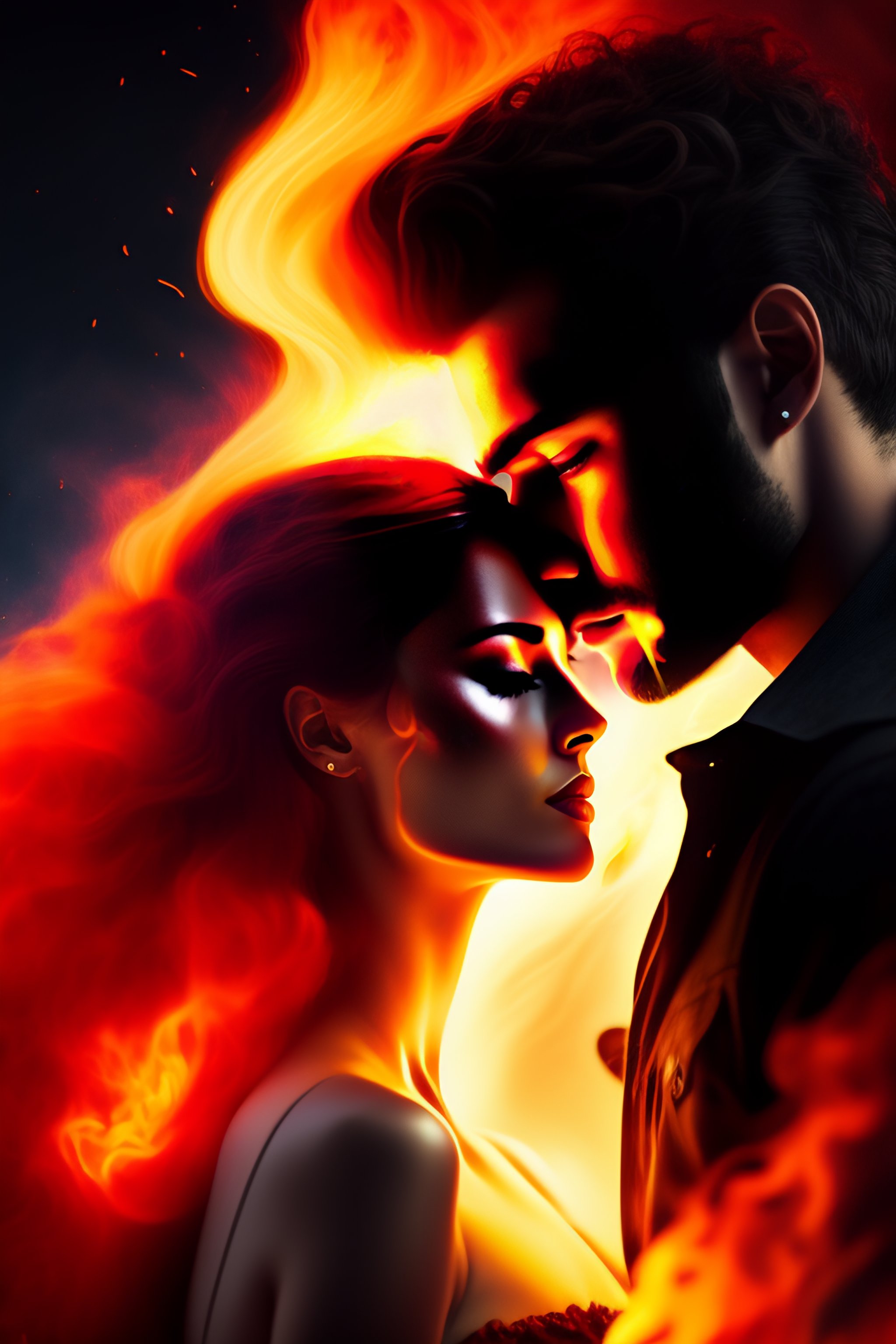 Lexica - A woman made out of fire and she has hair made of flames ...