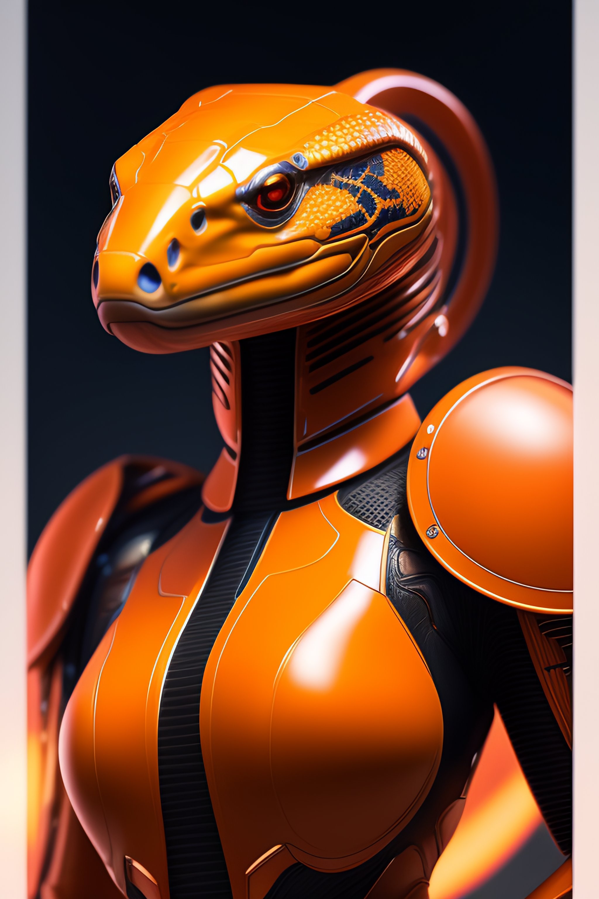 Lexica - Portrait of a cybernetic orange snake a spiritual full body ...