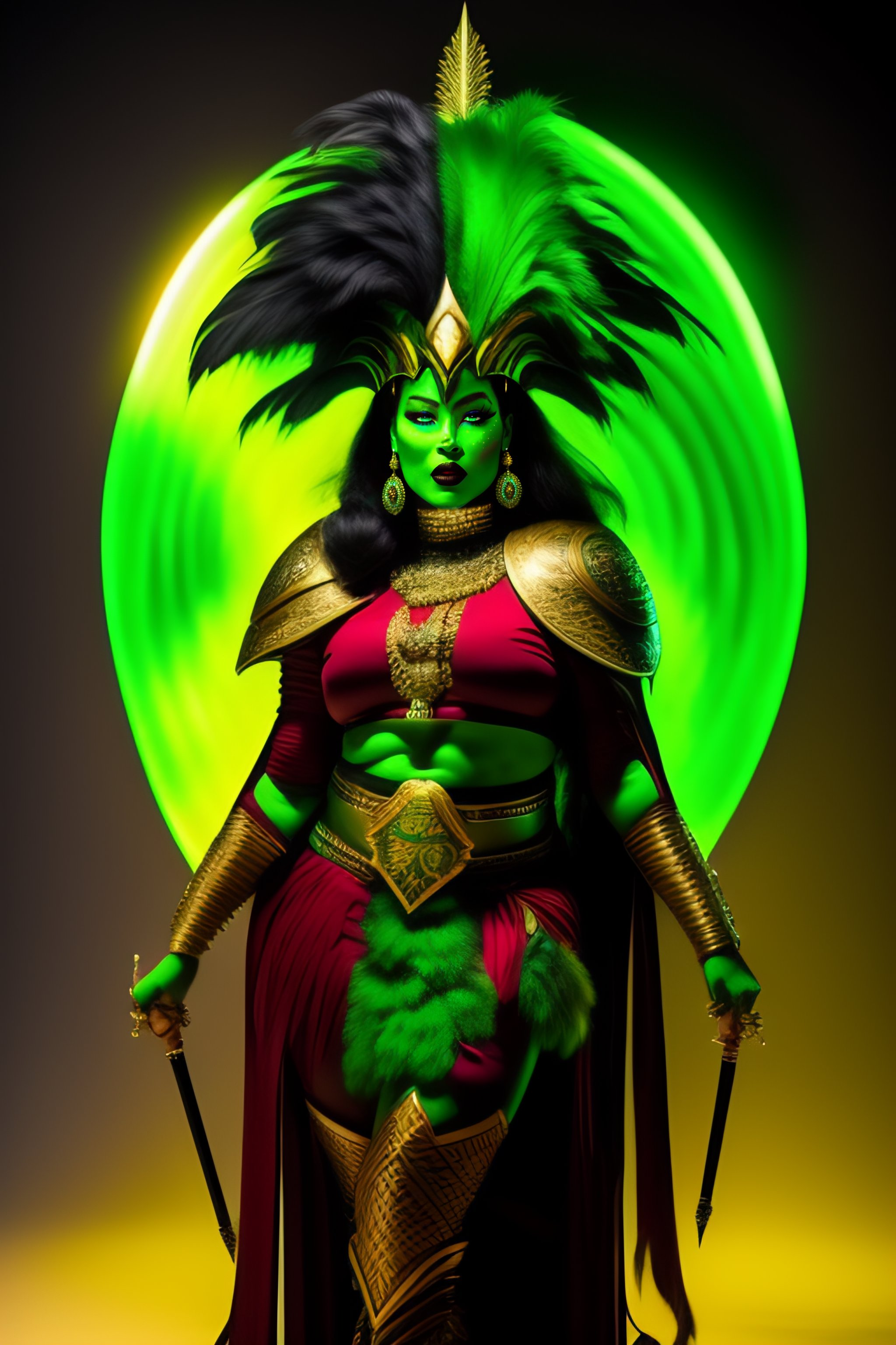 Lexica - Full body Yma Sumac angry, green laser coming from her open ...