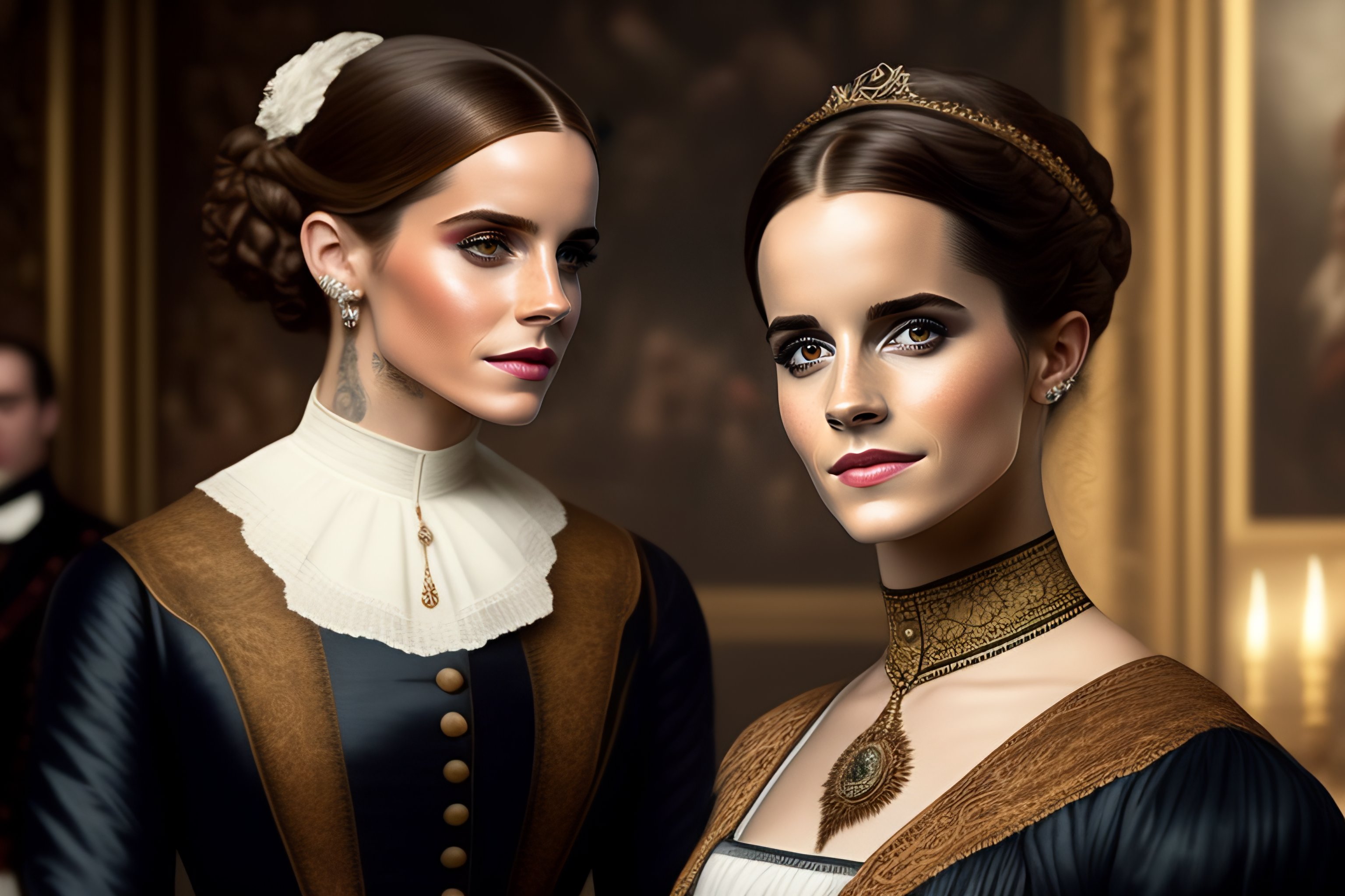 Lexica - Emma Watson as a Victorian lady with biker tattoos riding a ...