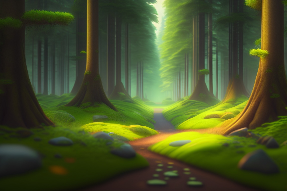 Lexica - Forest grove, ground covered with moss, Anime style , 4K