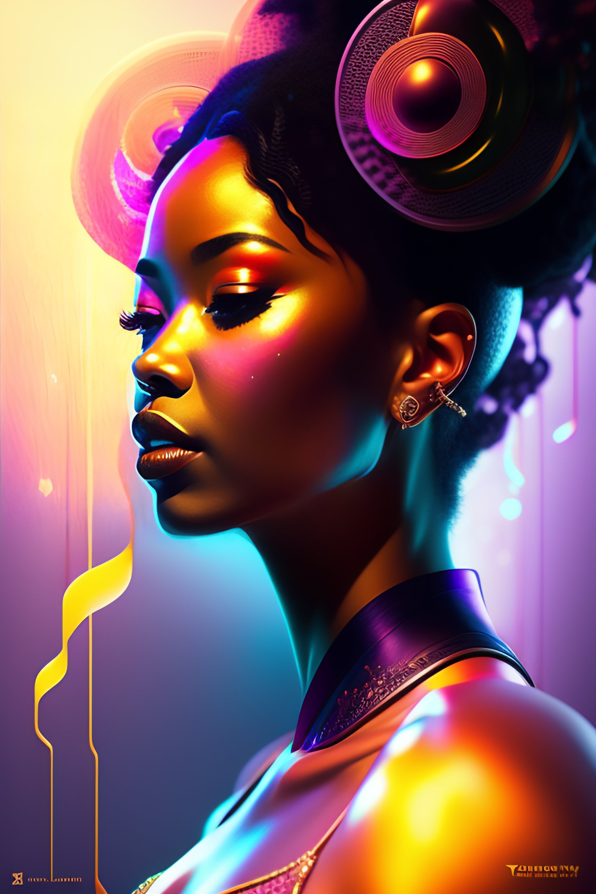 Lexica - 3 d goddess of music and 🔊 wide angle portrait with musical ...