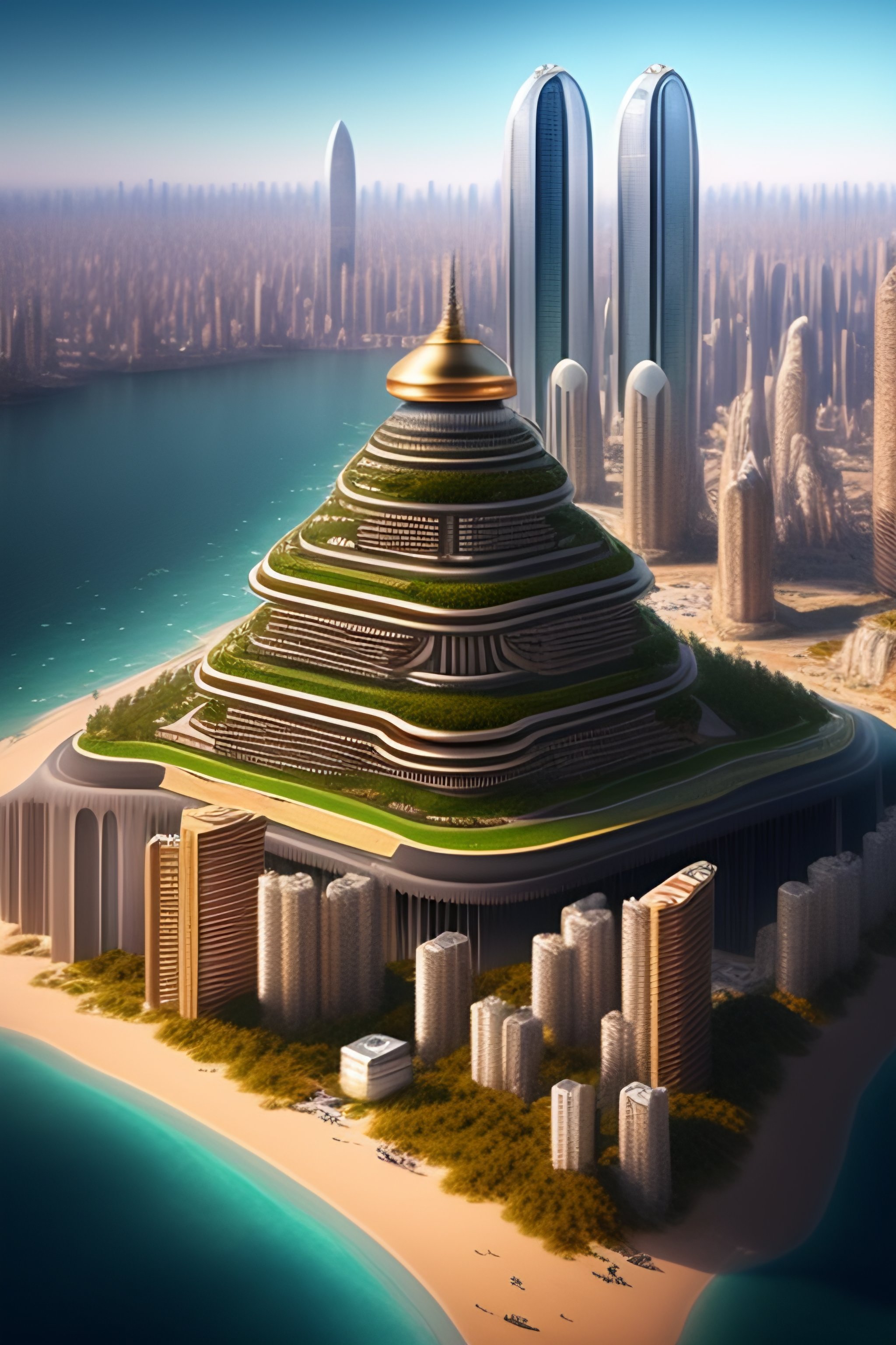 Lexica - A city in a microscopic civilization with people and flying cars