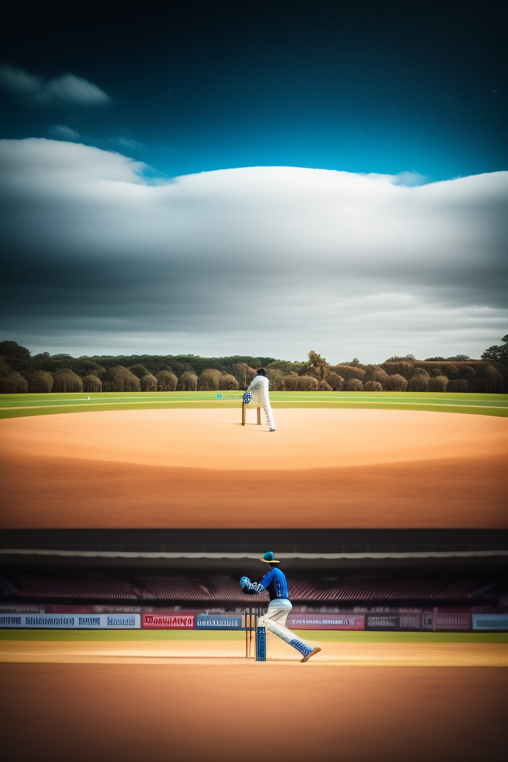 Lexica - A man playing cricket in middle of the space