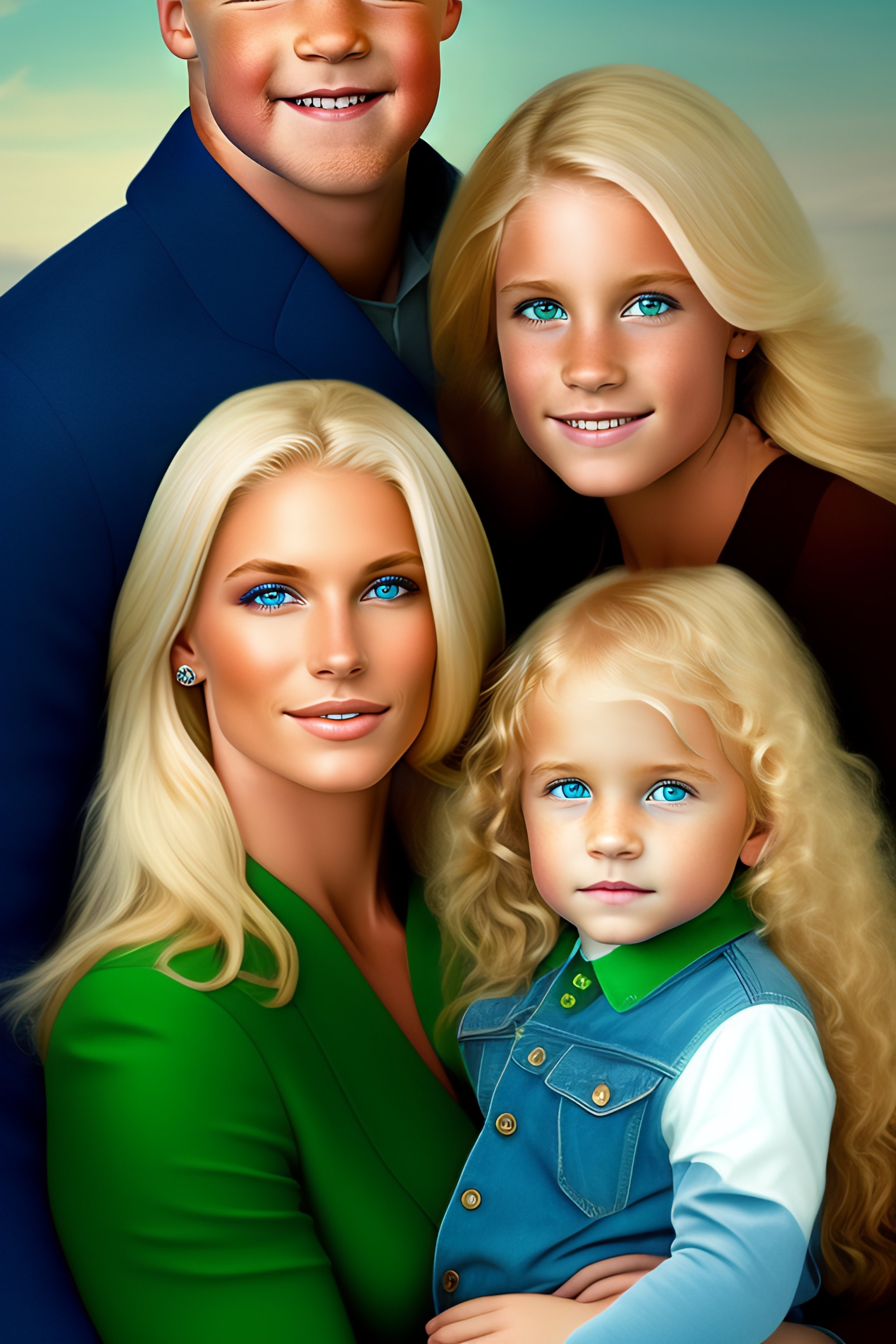 Lexica - Family. Man with blond hair and blue eyes. woman with blond ...