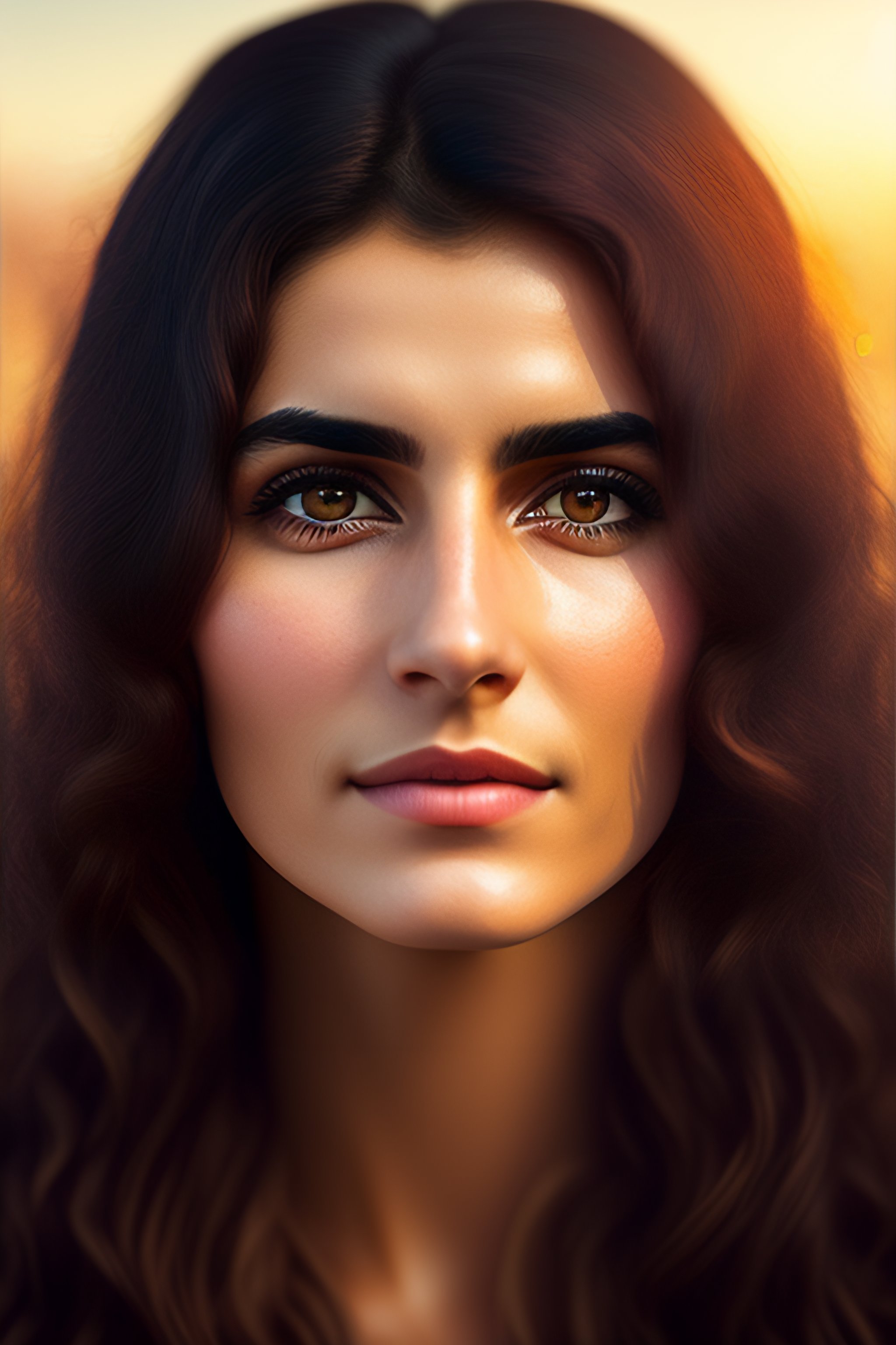 Lexica - Woman , round straight nose , wavy long hair , , round big ...