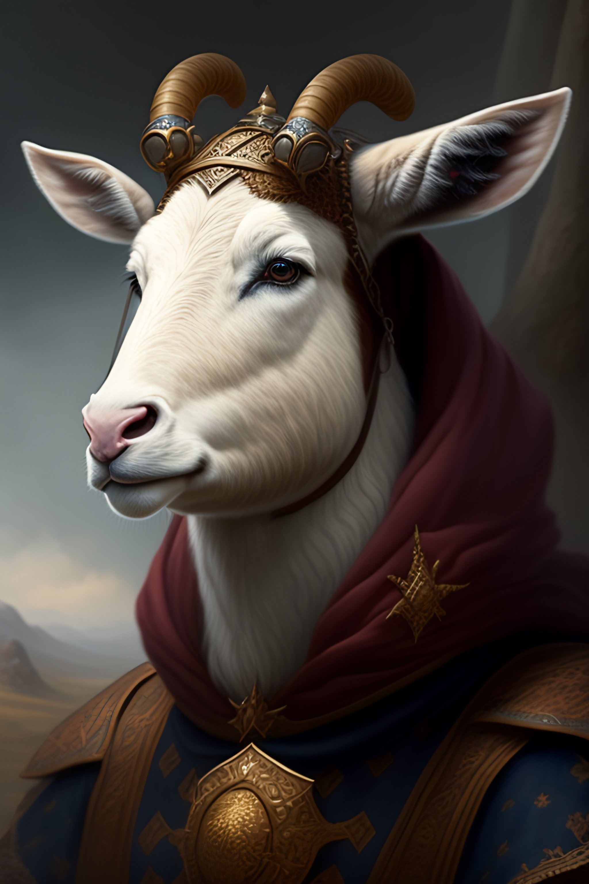 Lexica - Un retrato detallado de una cabra antropomórfica vestida con ...