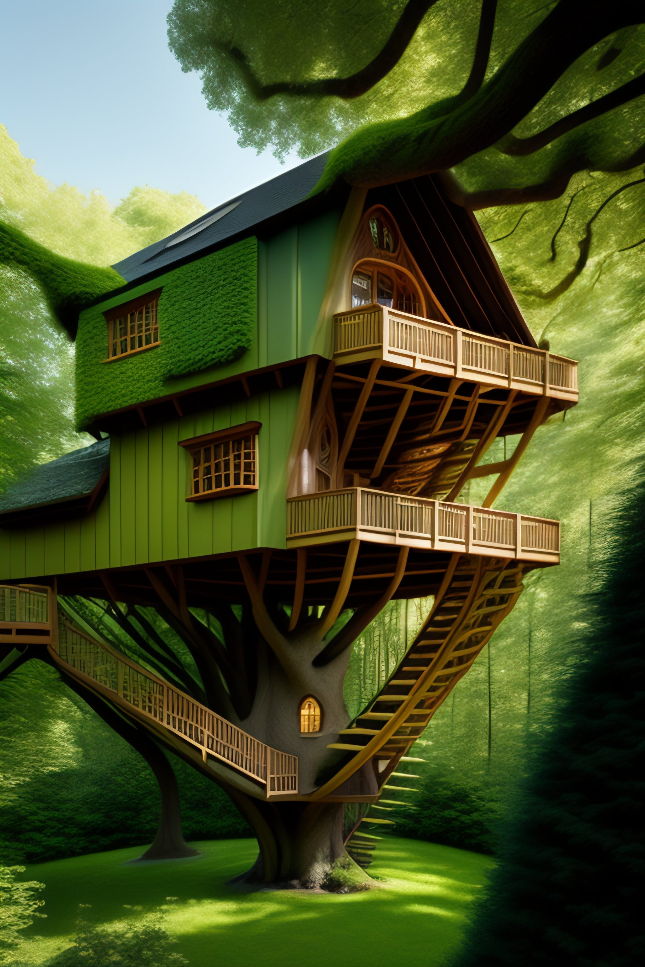 Lexica - Treehouse designed by mc escher in lush forest, better homes ...