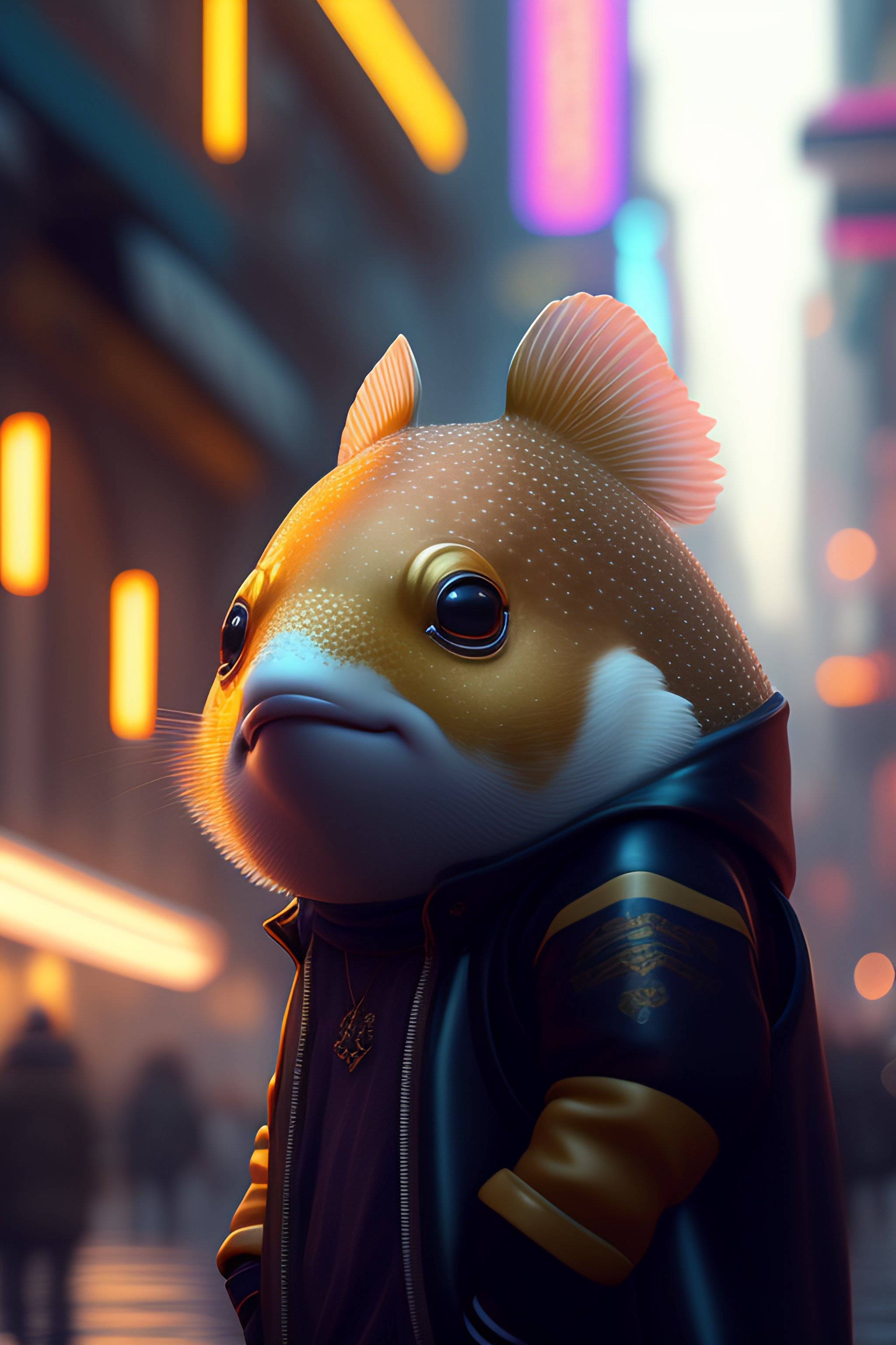 Lexica - Splash art of cute male anthropomorphic pufferfish in the ...