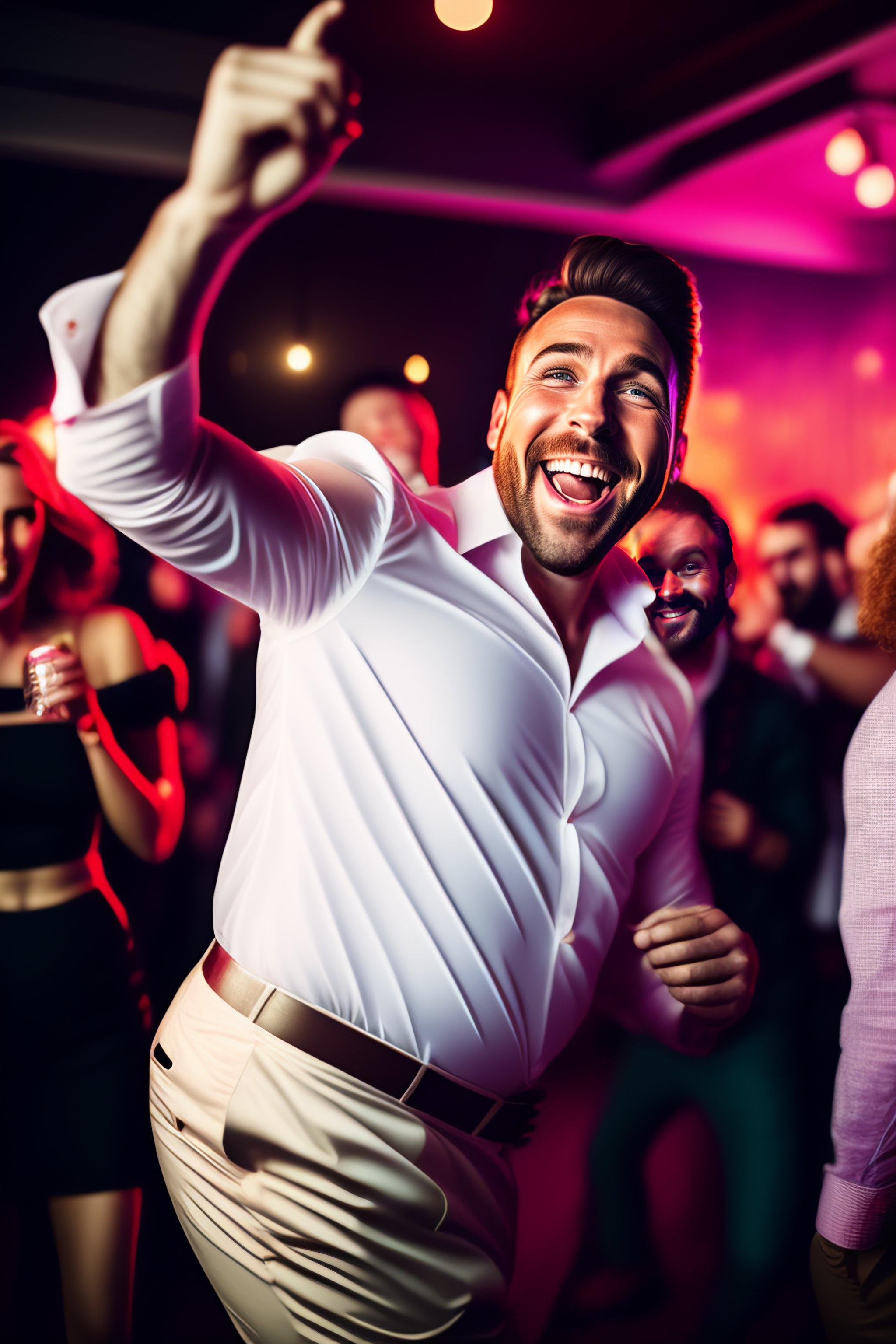 Lexica - White man dancing funny at a party, funny pose, costume ...