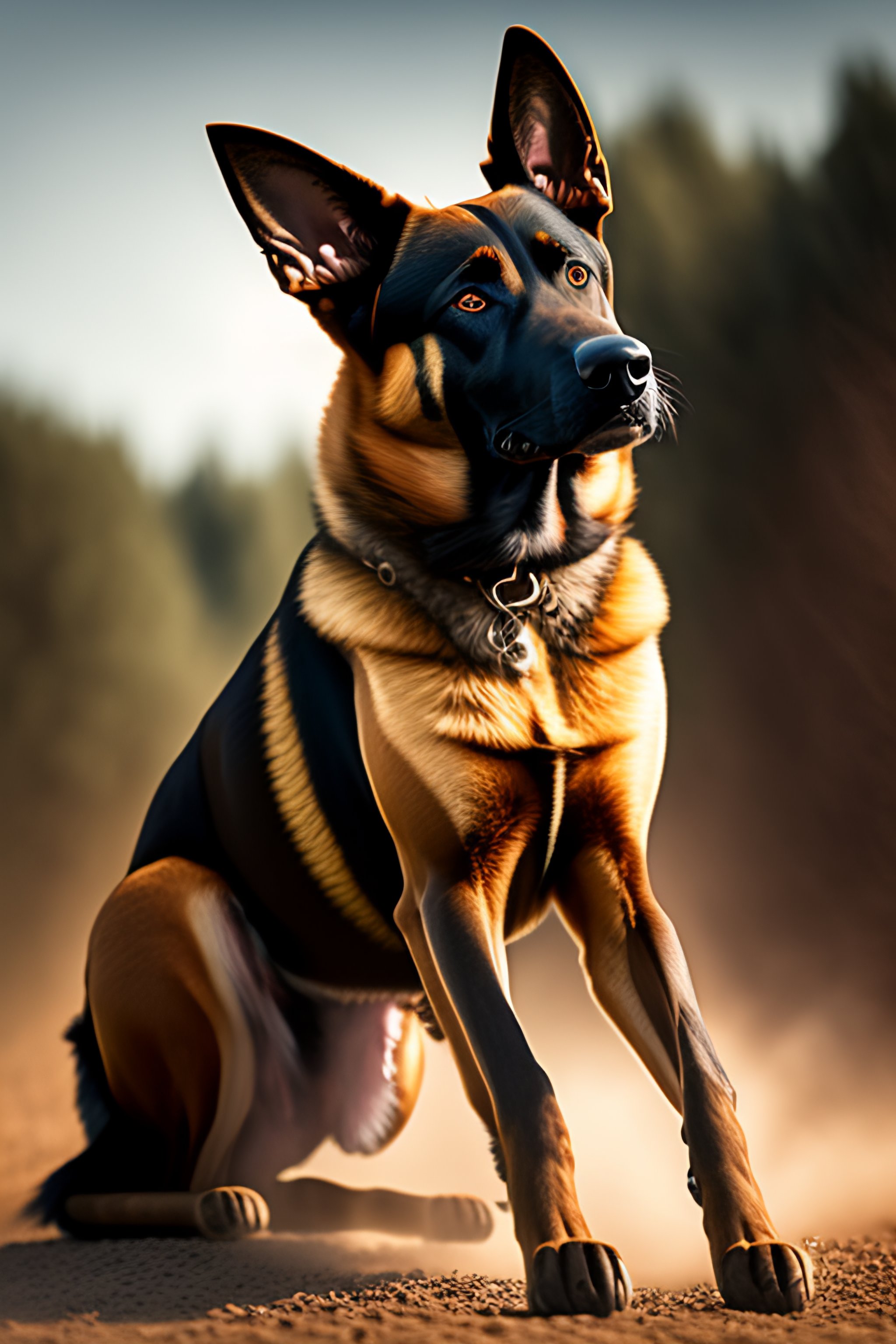 Lexica - Portrait of a human characterized Belgian malinois dressed as ...