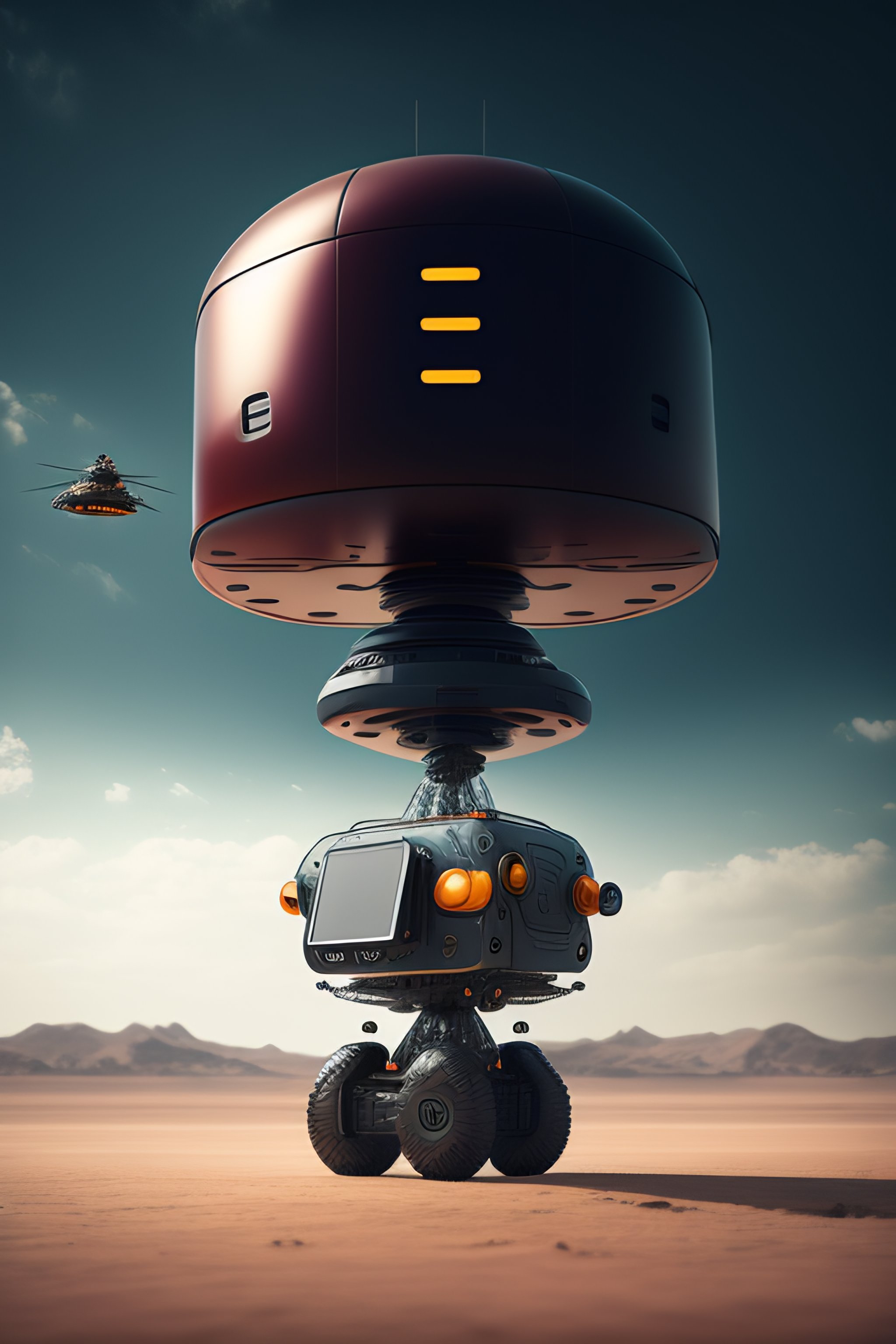 Lexica - A robot hovering near a man