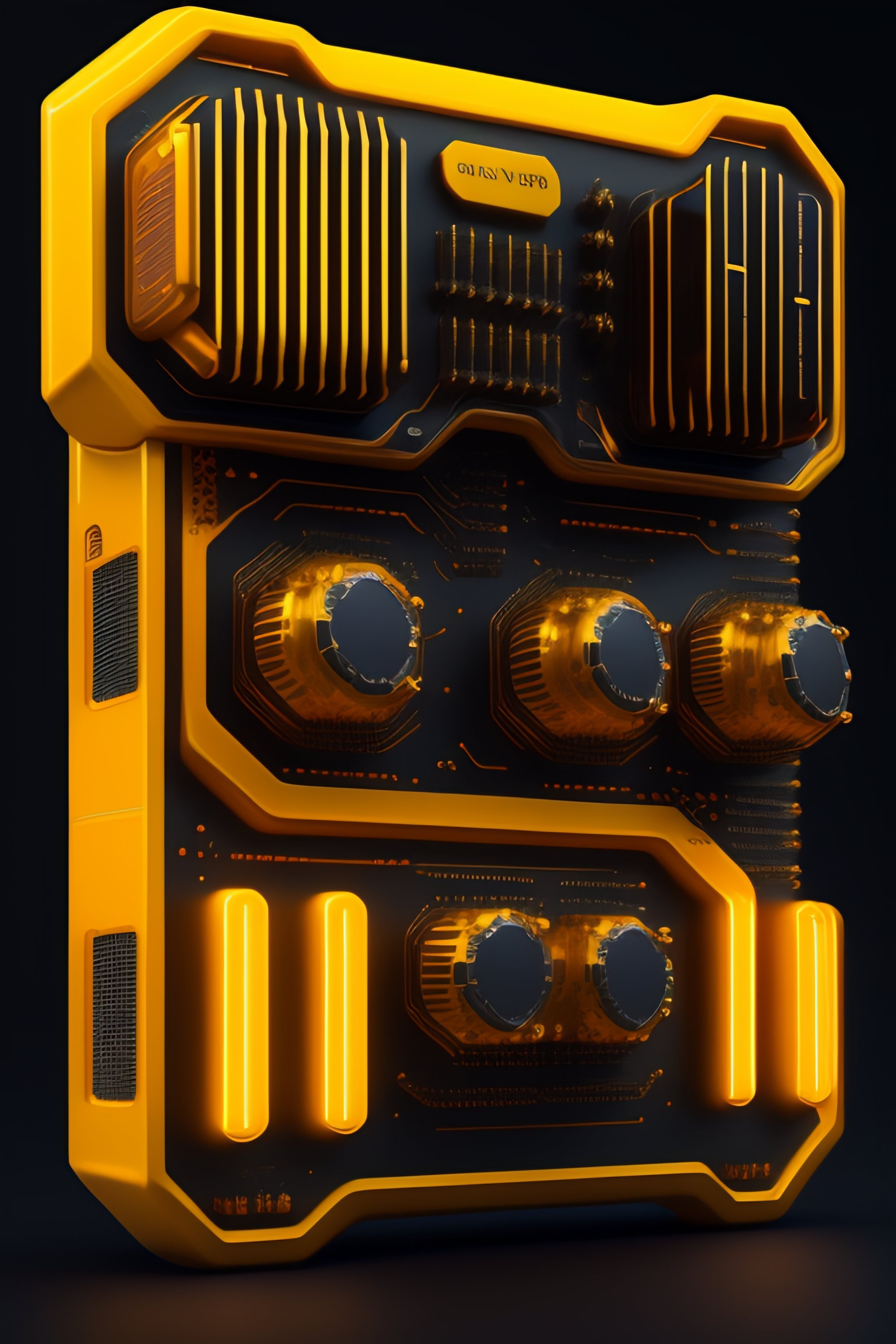 Lexica - Yellow orange scifi greeble corroded metallic control board ...