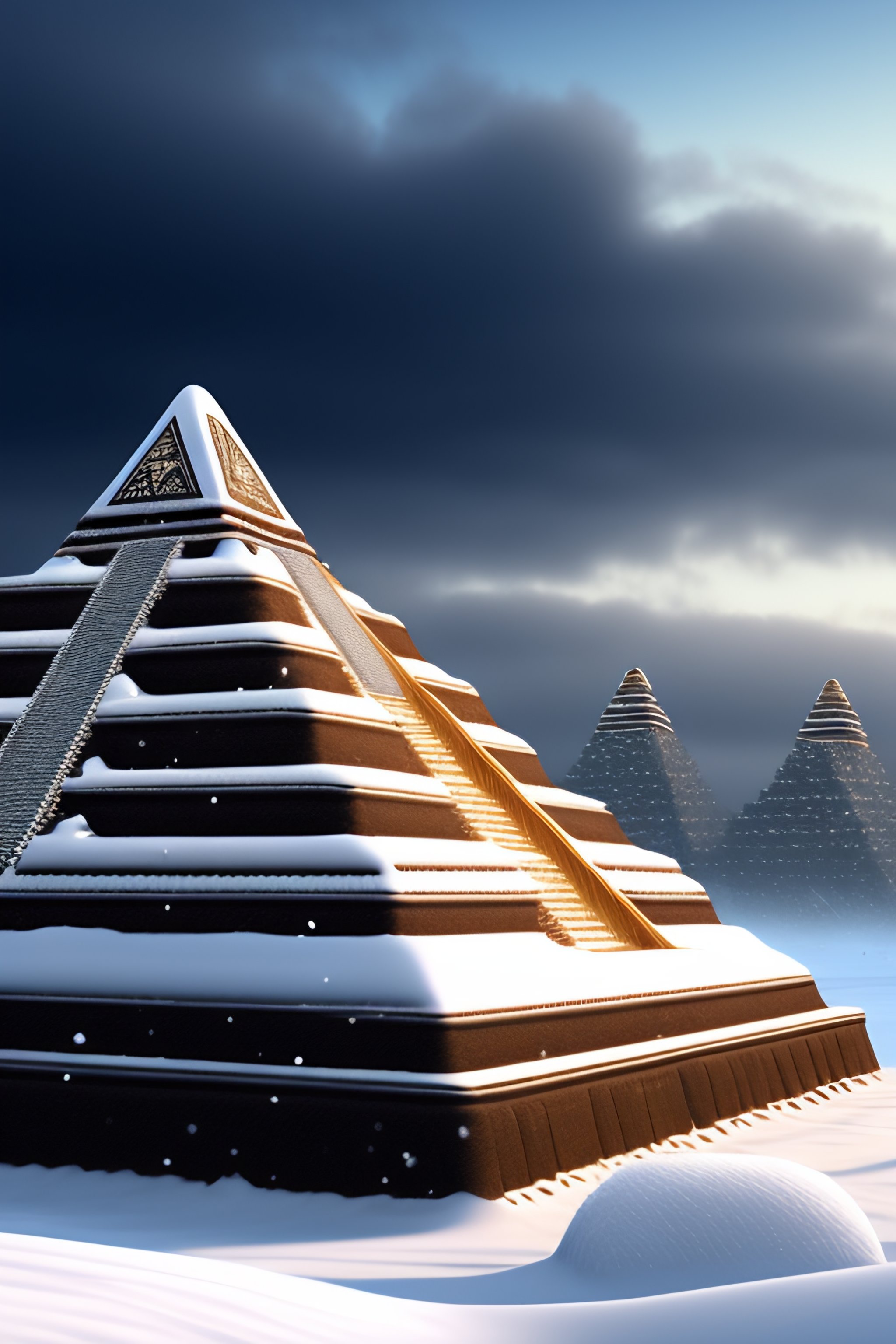 Lexica - Aztec pyramids in the snow realistic