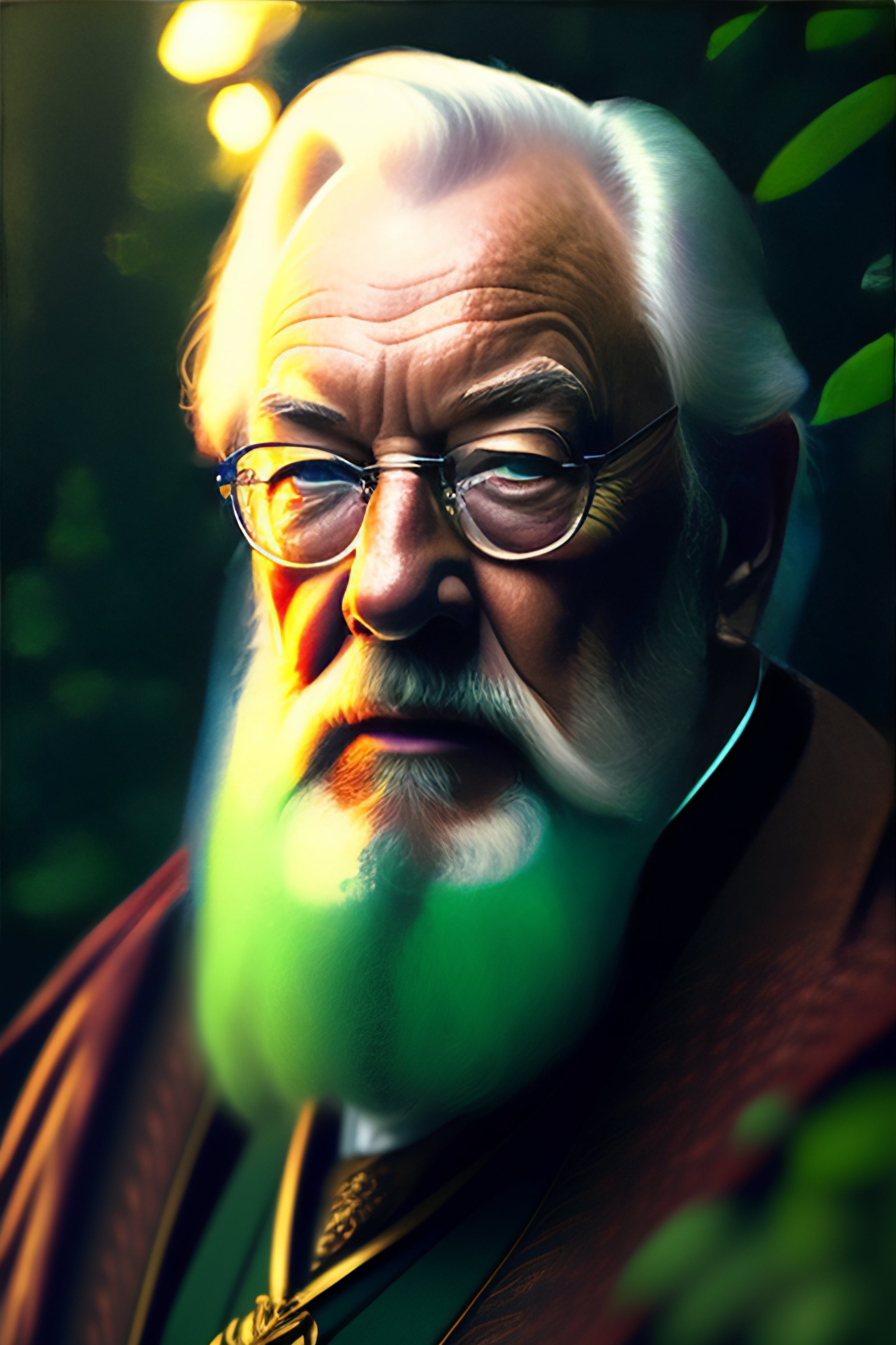 Lexica - Michael Gambon as Dumbledore, magical, forest, evening, green ...