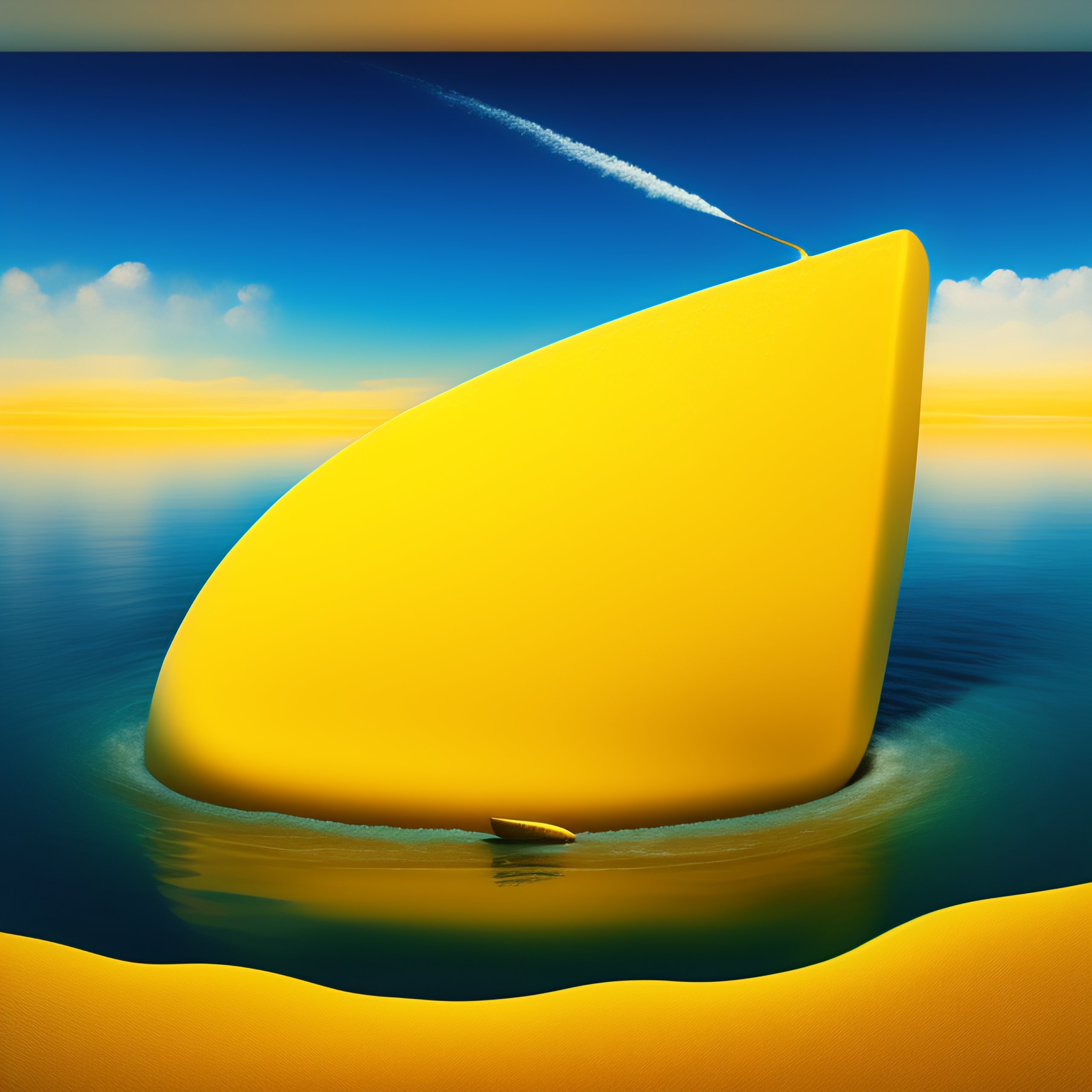 Lexica - A big yellow whale made out of of gold floating in an ocean