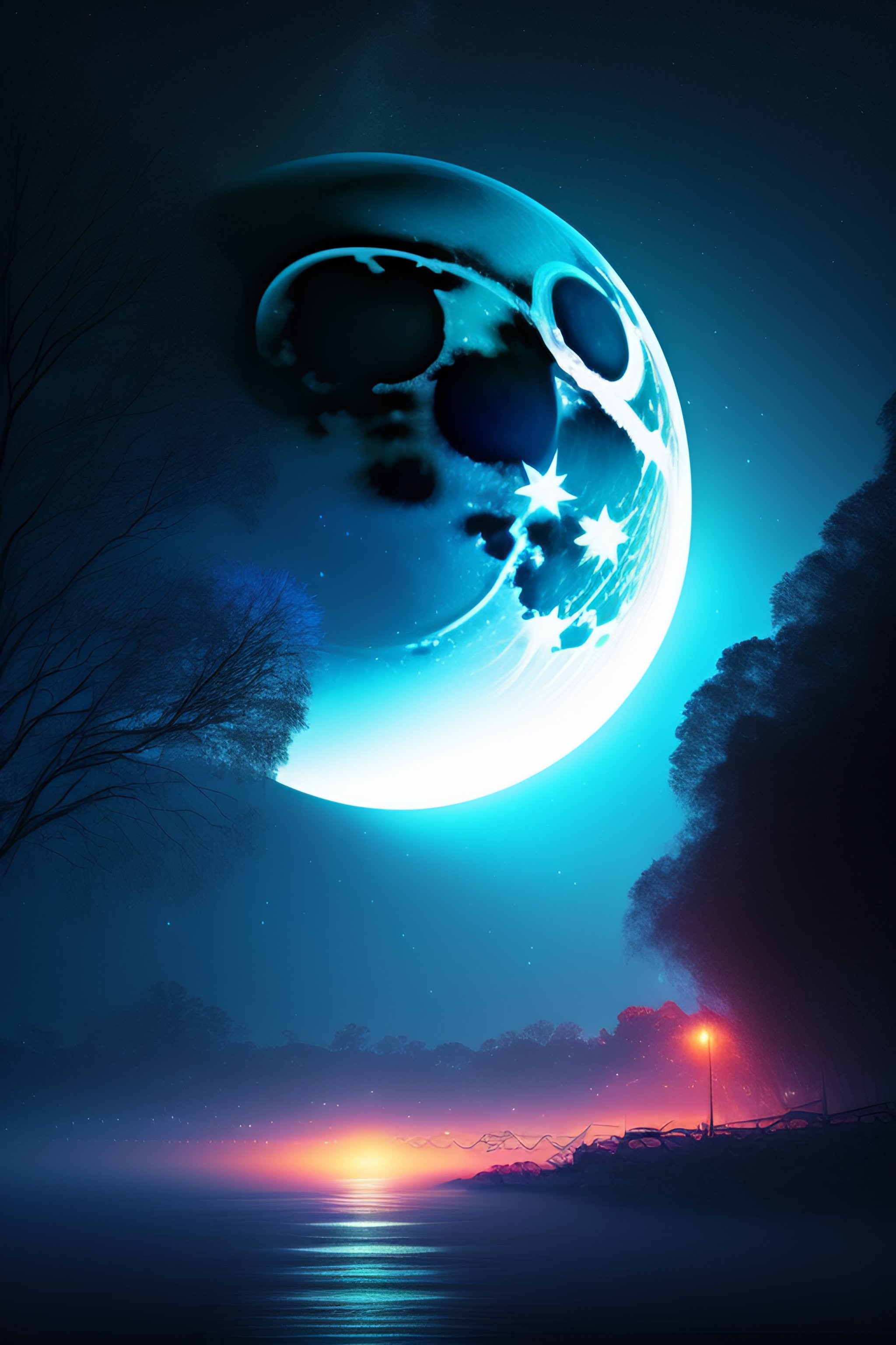 Lexica - Dark night with blue moon