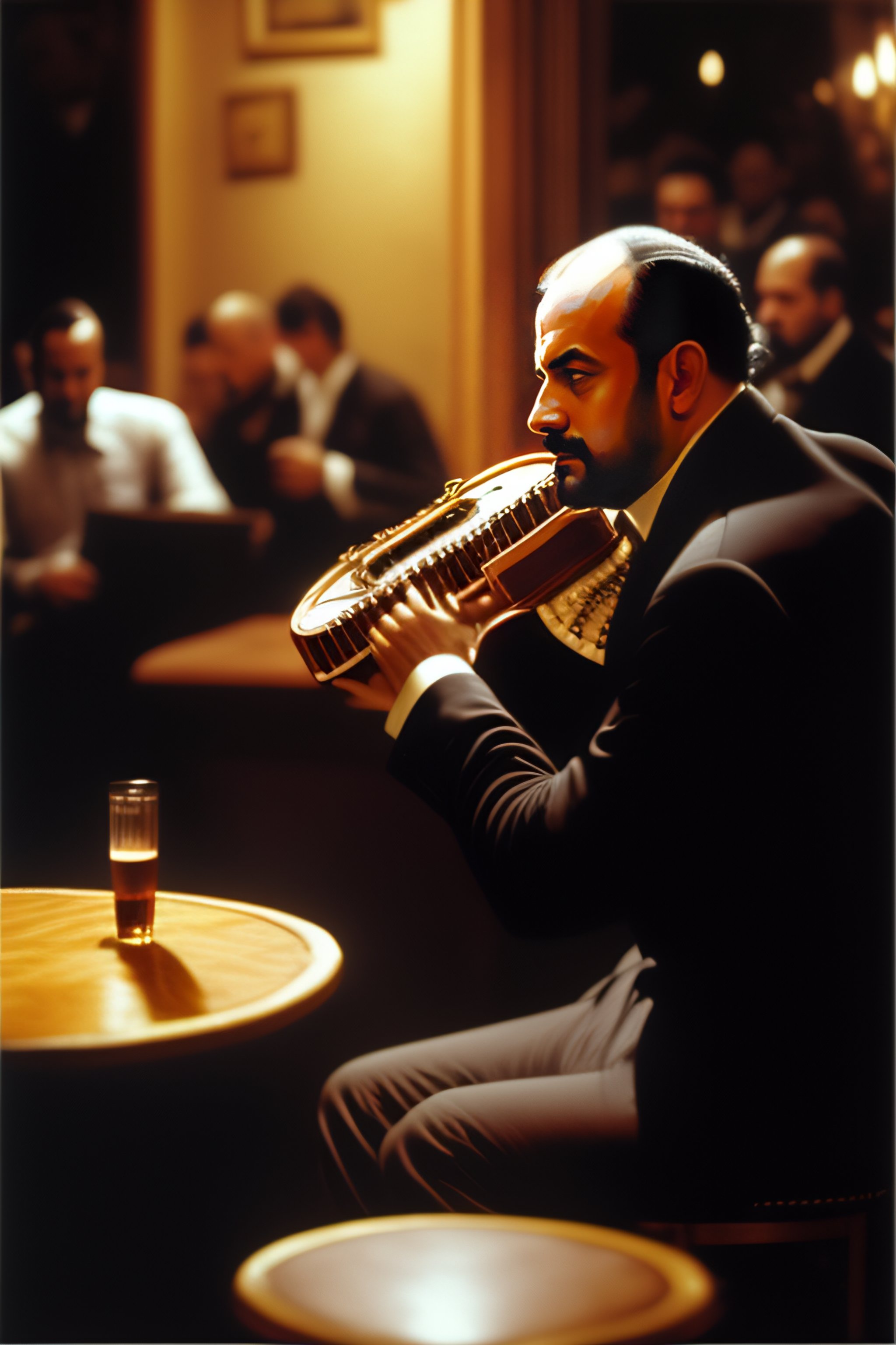 Lexica - Hiperrealistic picture of a passionate Astor Piazzolla playing ...