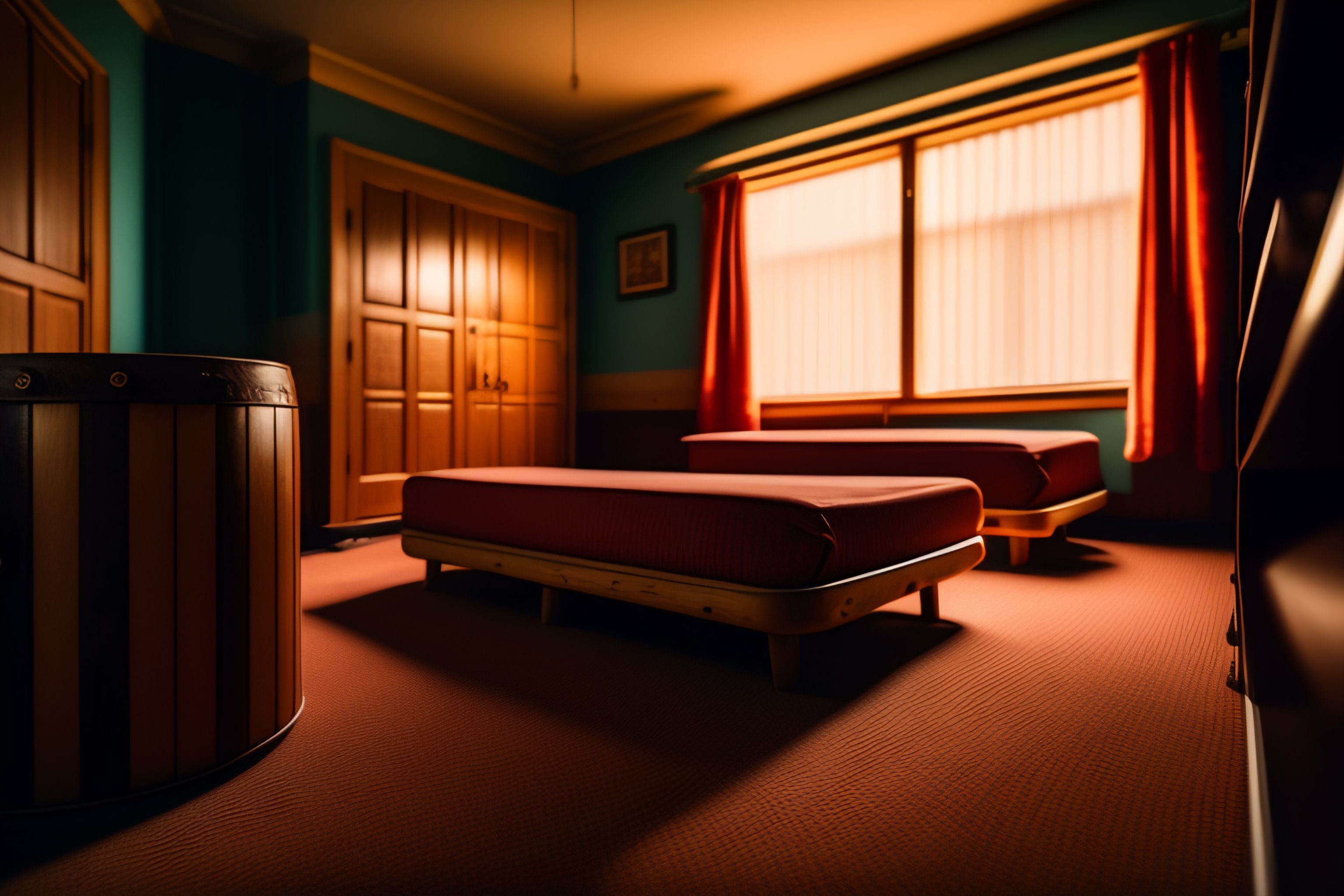 Lexica - Very wide shot, depth of field, a 50s vintage old orphanage ...